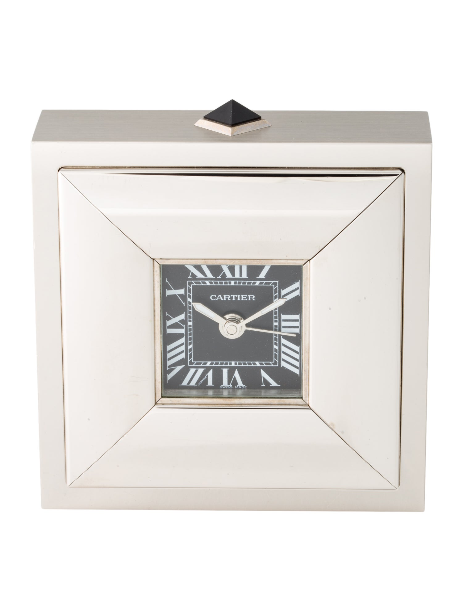 Cartier Onyx-Accented Desk Clock - Silver Decorative Accents, Decor ...