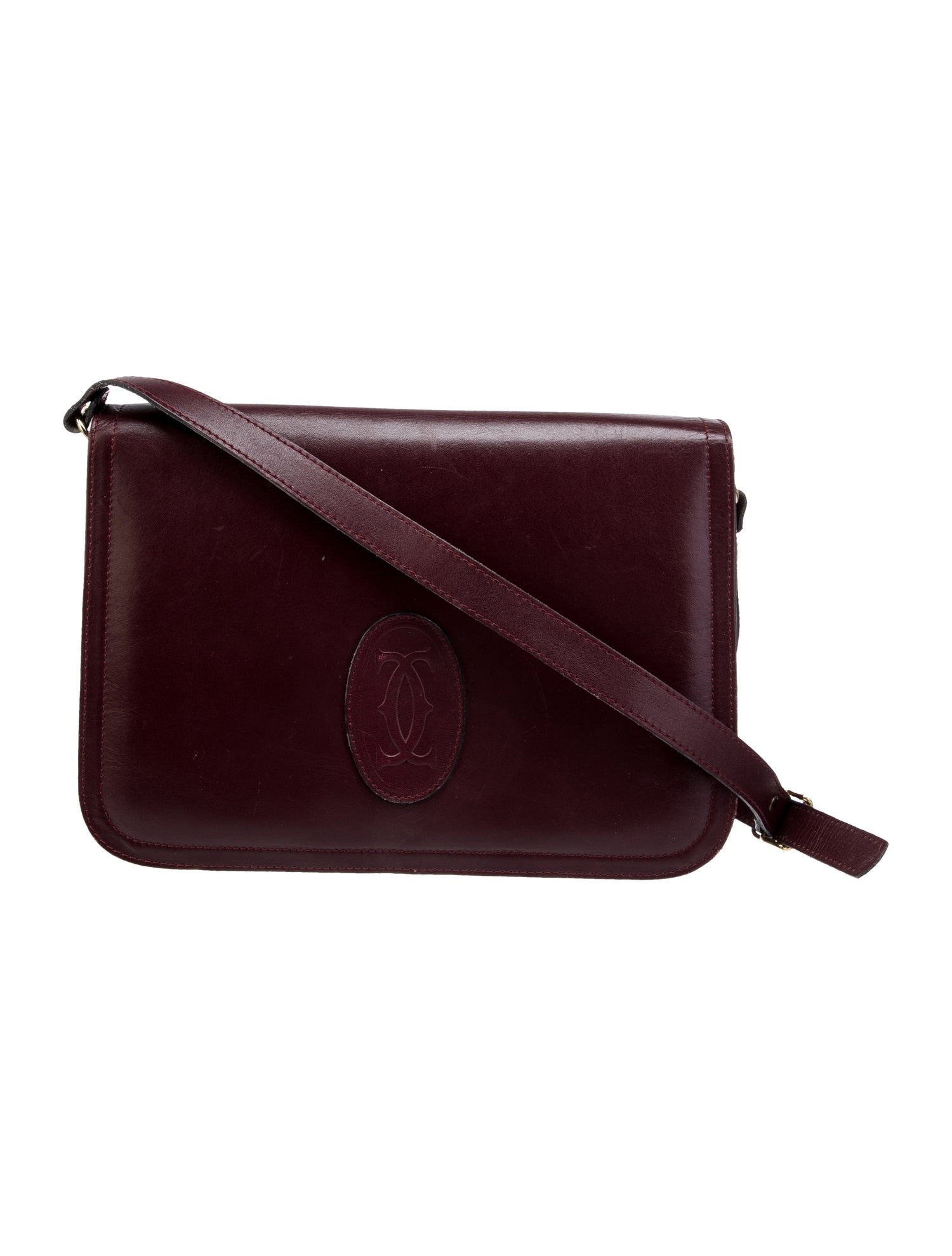 Cartier Leather Crossbody Bag - Burgundy Crossbody Bags, Handbags ...
