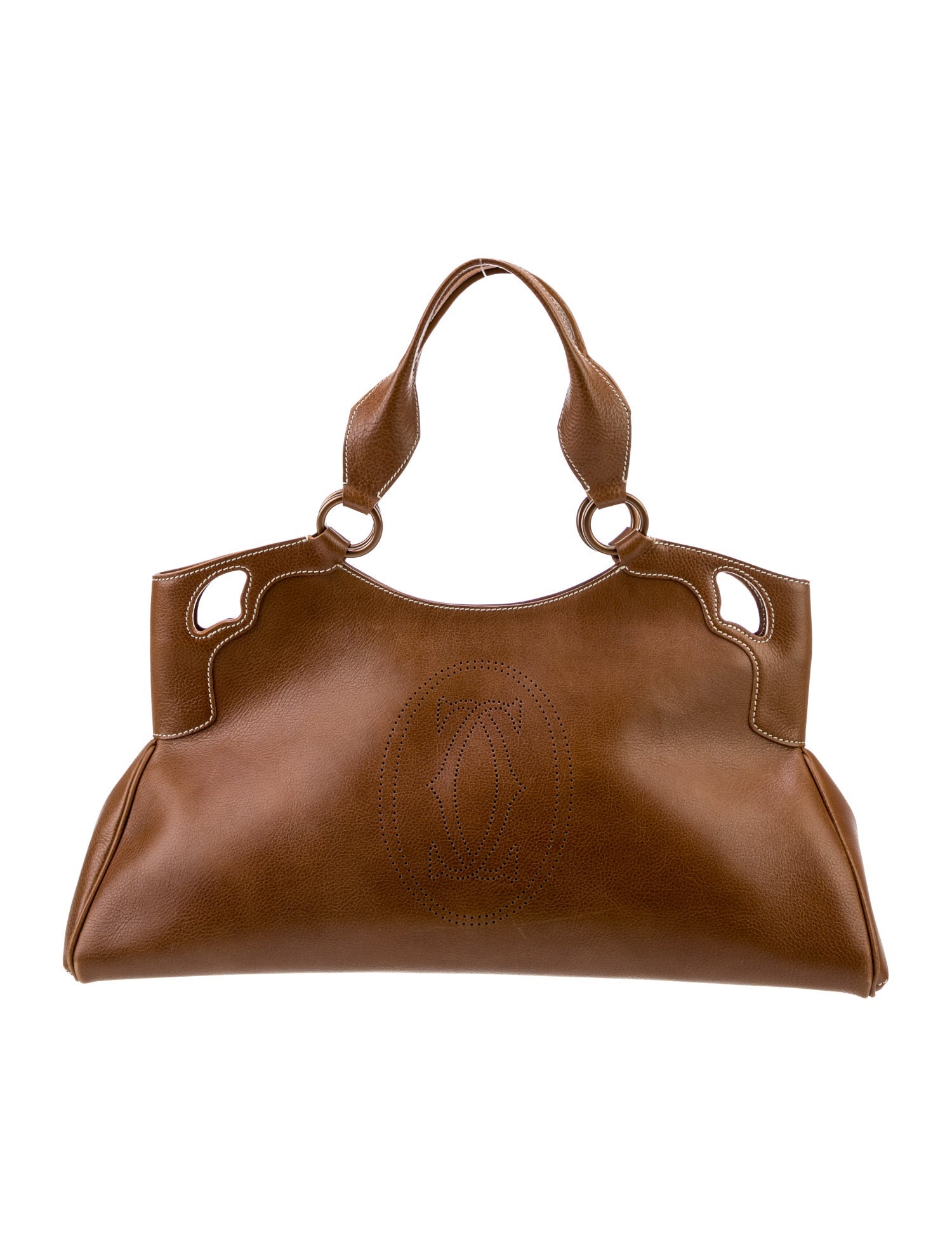 Cartier Laser Cut Leather Marcello Shoulder Bag - Brown Shoulder Bags ...