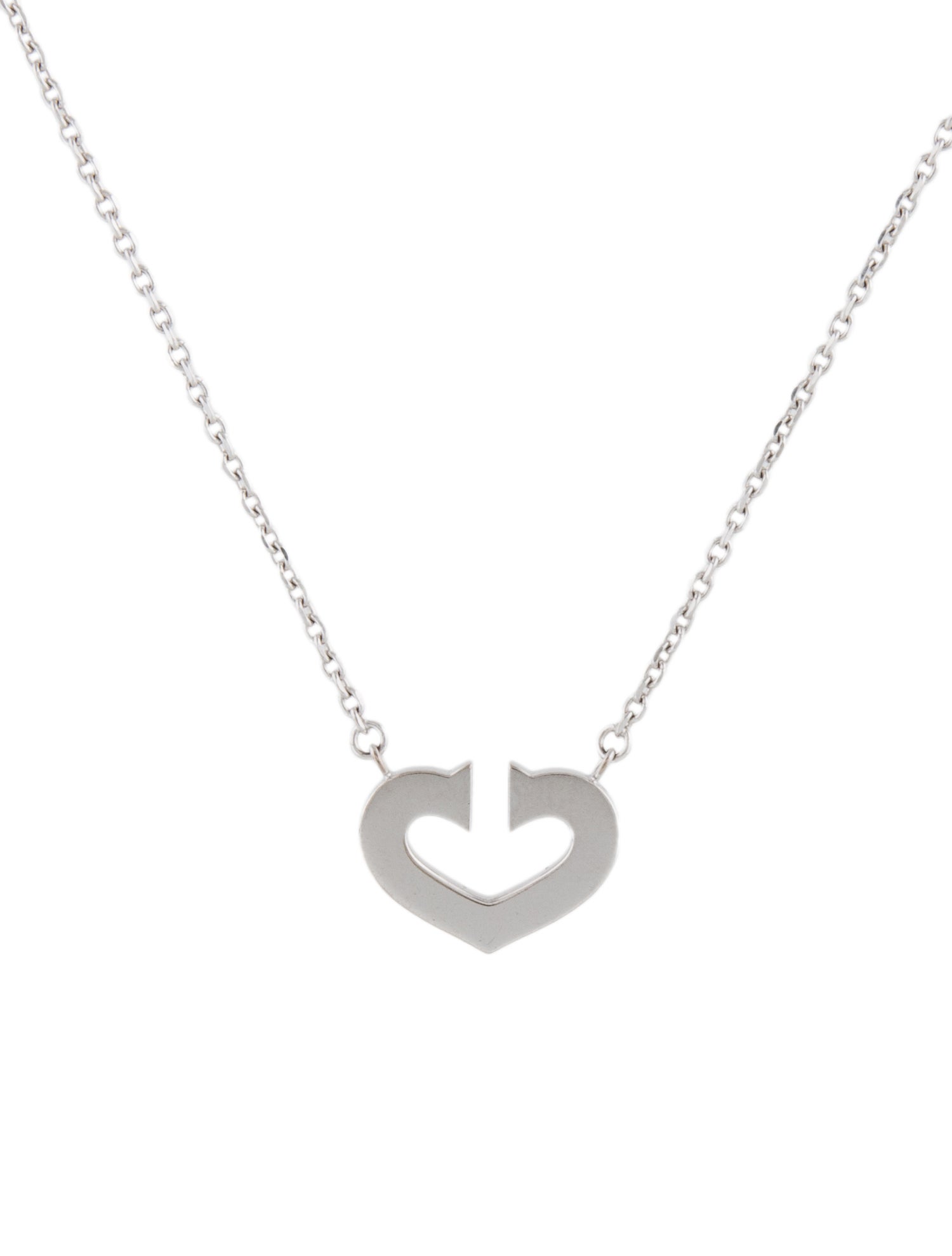 Cartier C de Cartier Heart Necklace - 18K White Gold Pendant Necklace ...