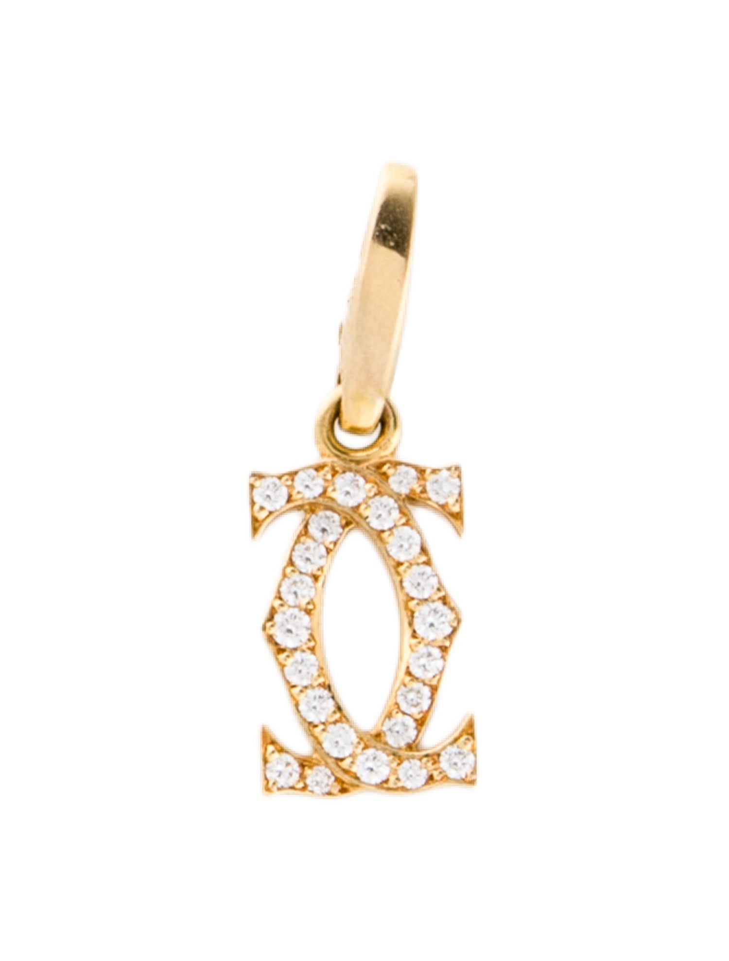 Cartier Diamond Double C de Cartier Decor Charm - 18K Yellow Gold ...