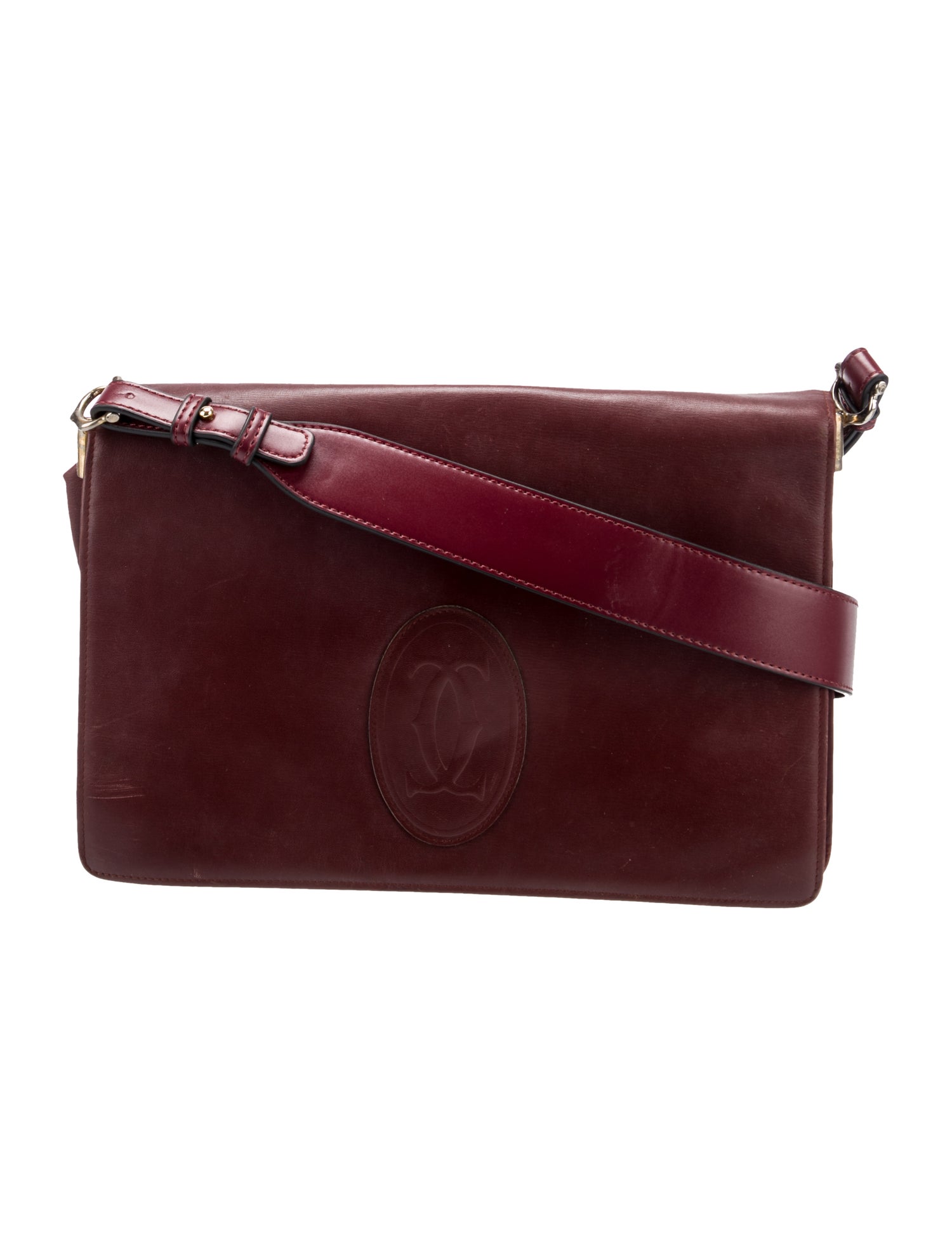 Cartier Leather Shoulder Bag - Burgundy Shoulder Bags, Handbags ...