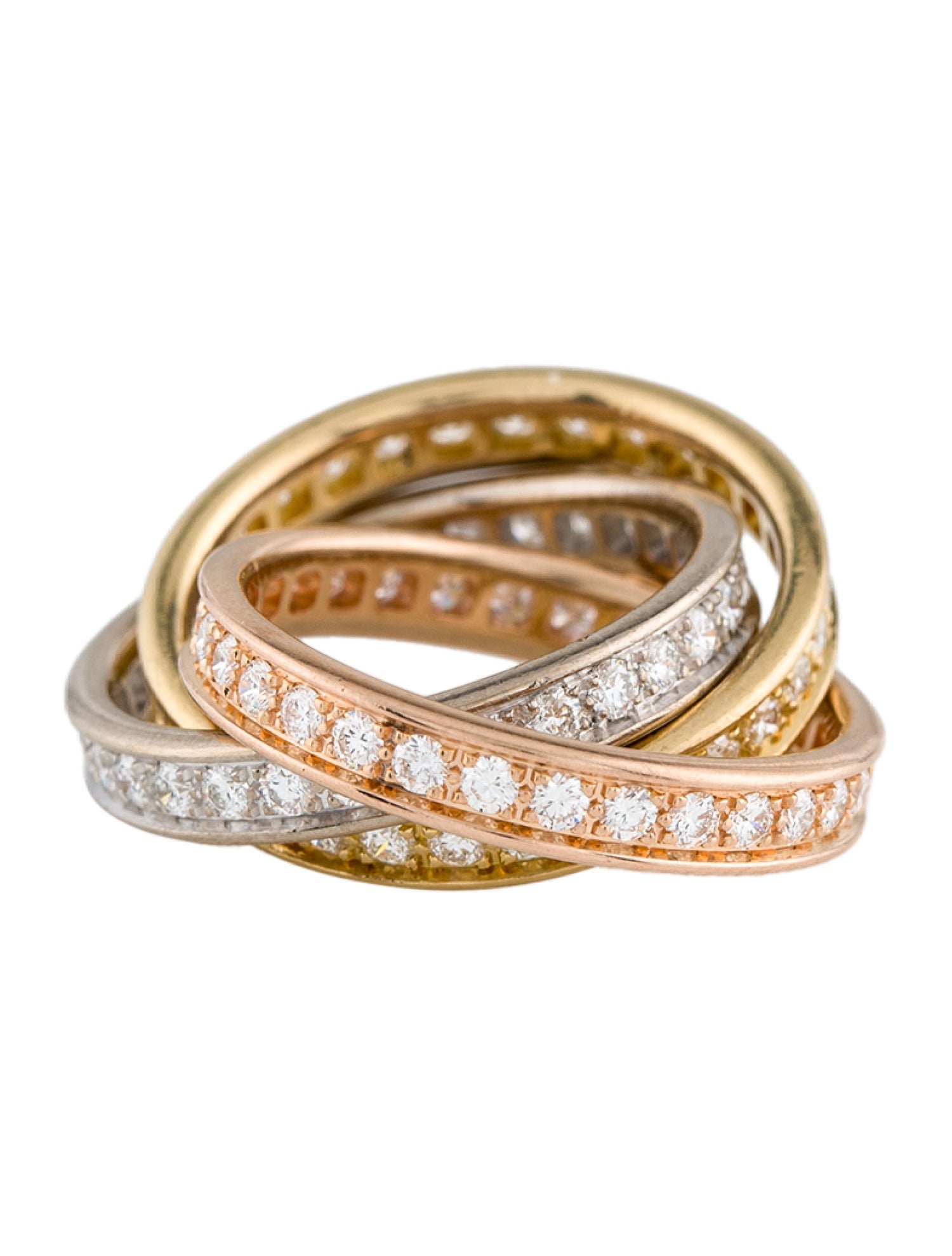 Cartier Diamond Trinity Ring - 18K Yellow Gold Eternity Band, Rings ...