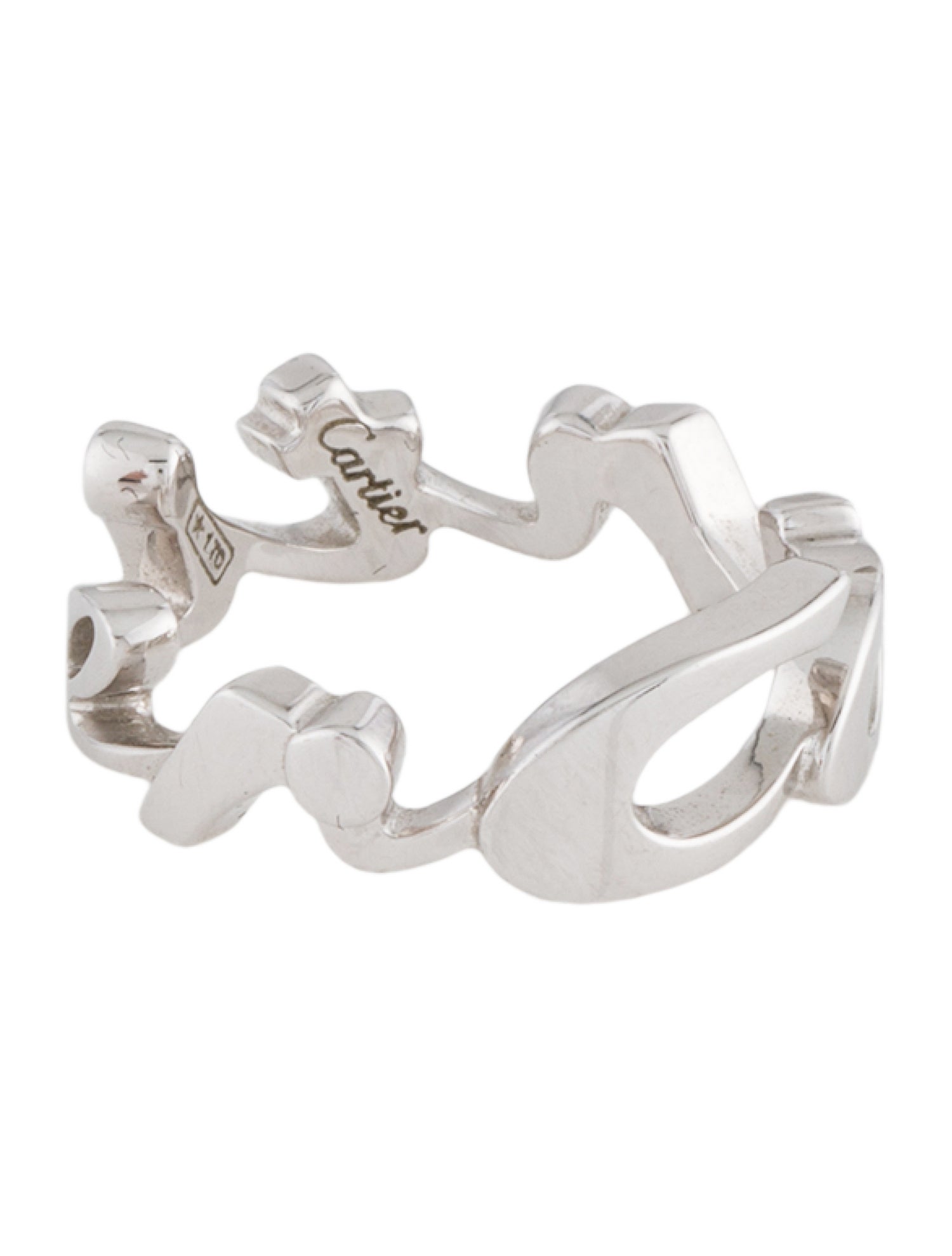 Cartier Script Ring - Rhodium-Plated 18K White Gold Band, Rings ...