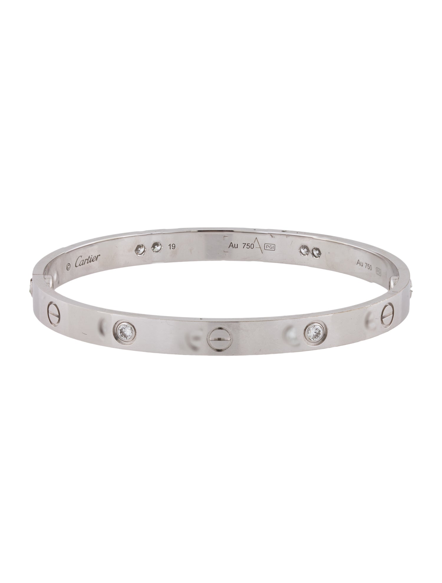 Cartier 4 Diamond LOVE Bracelet - Rhodium-Plated 18K White Gold Bangle, Bracelets - CRT120586 ...