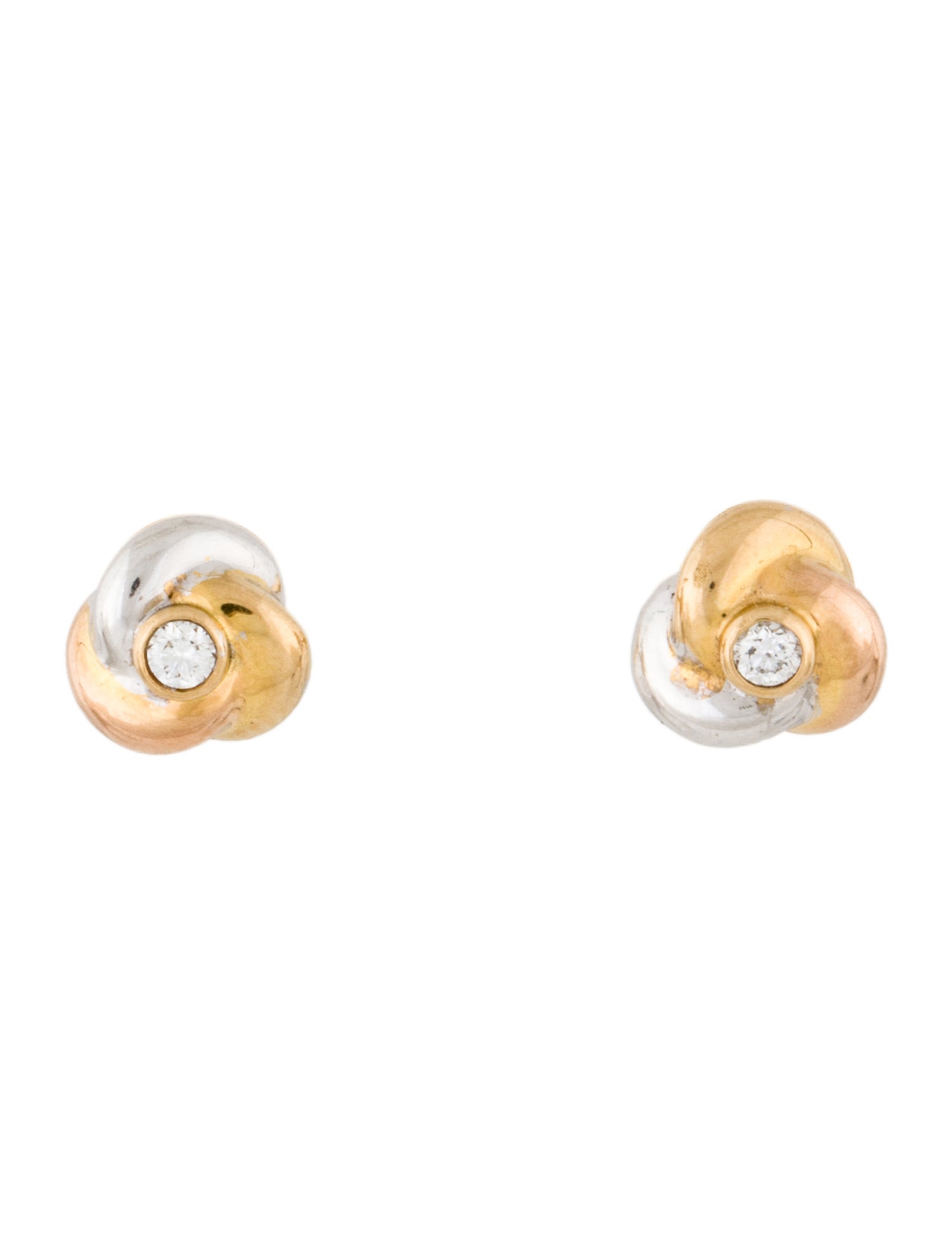 Cartier Diamond Trinity Knot Stud Earrings - 18K Yellow Gold Stud ...
