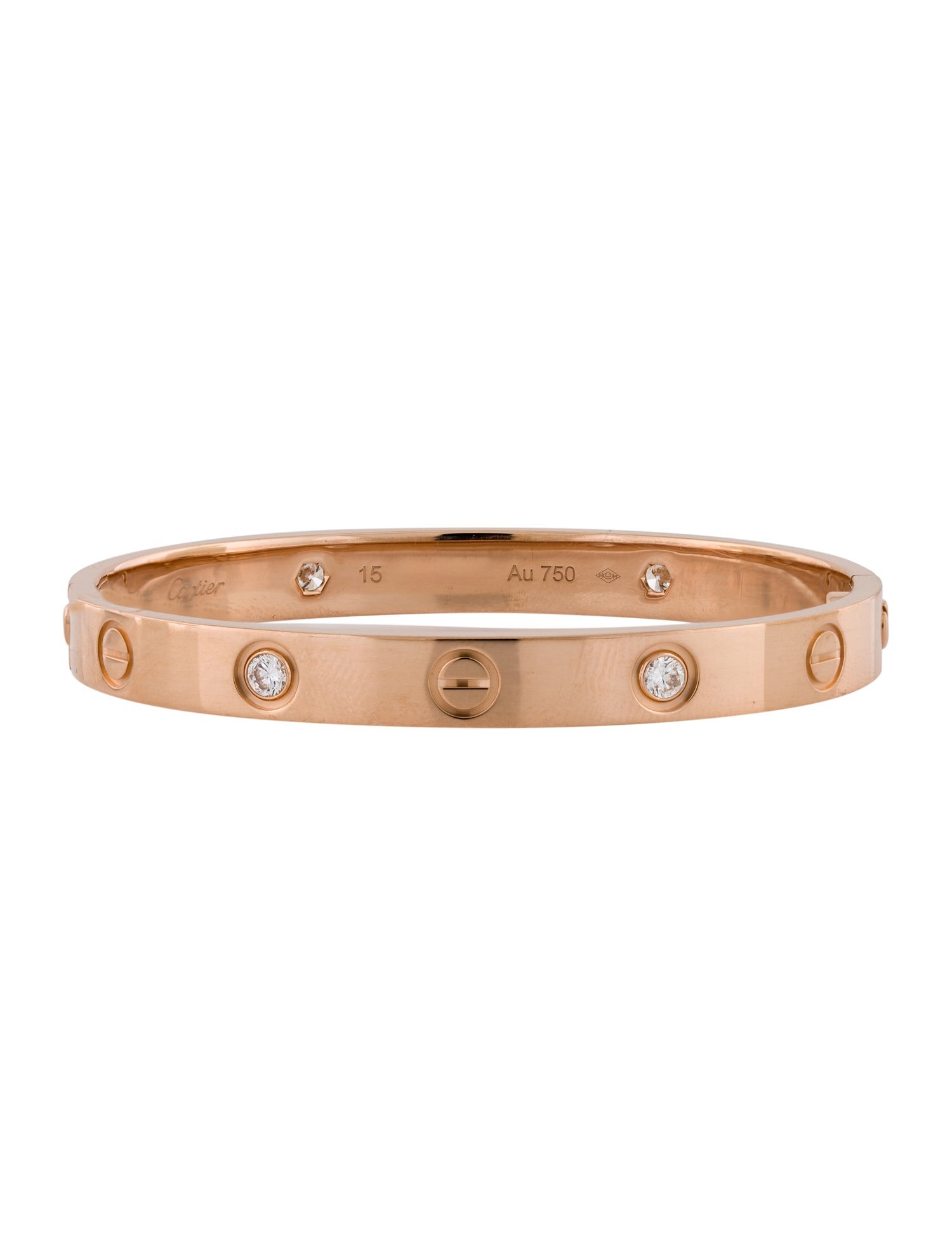Cartier 4 Diamond LOVE Bracelet - 18K Rose Gold Bangle, Bracelets - CRT123075 | The RealReal
