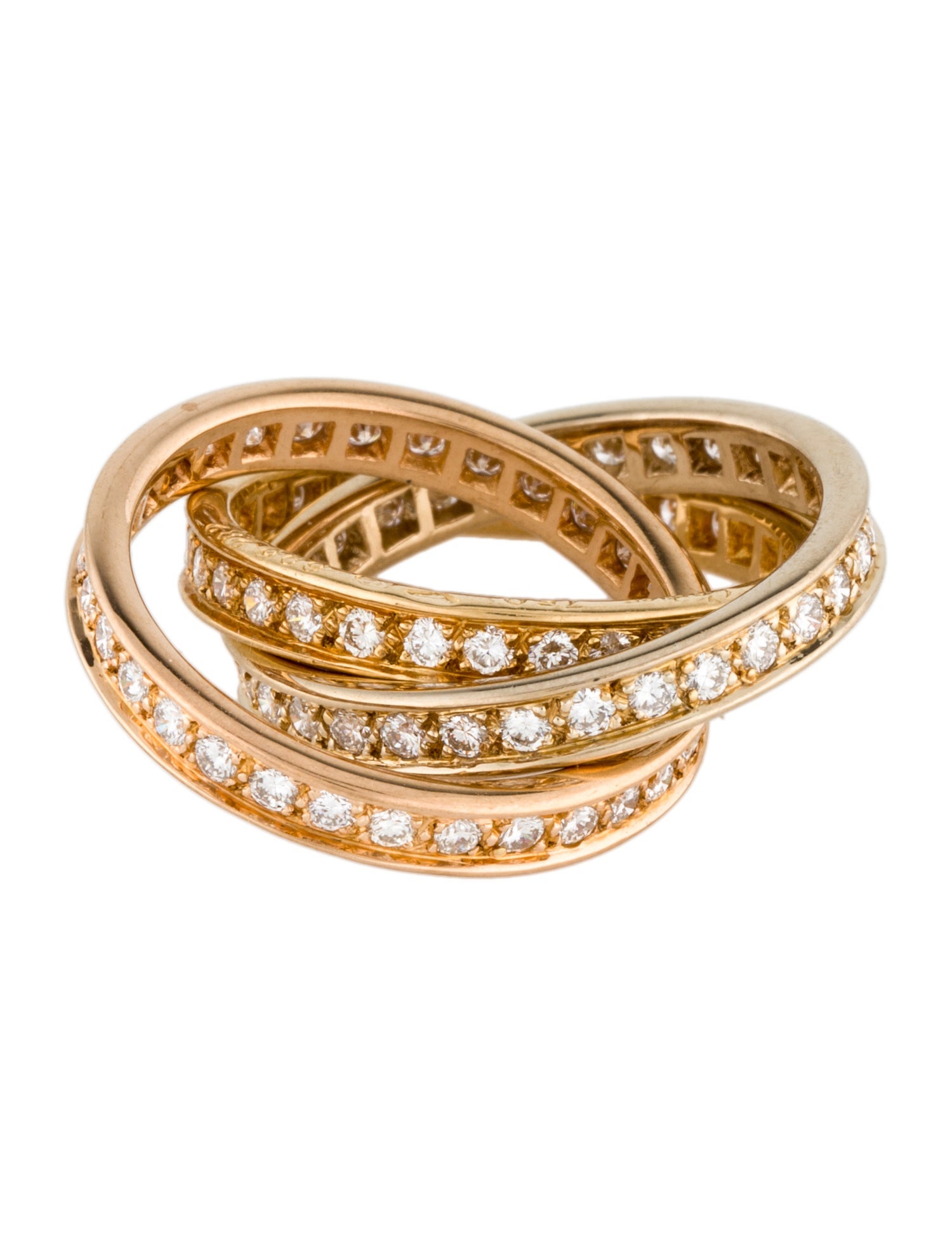 Cartier Diamond Trinity Ring - 18K Yellow Gold Rolling Ring, Rings ...