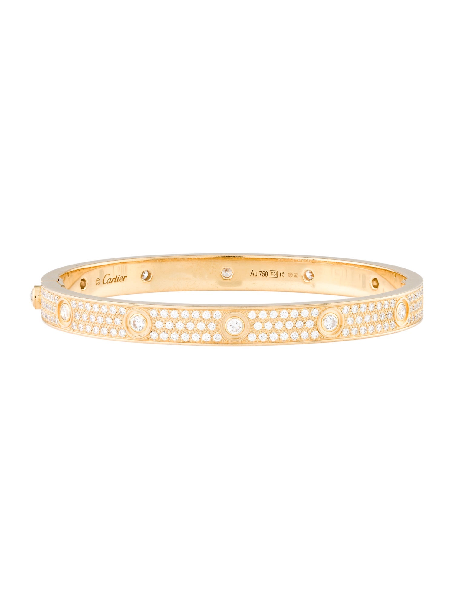 Cartier 12 Diamond Paved Classic LOVE Bracelet - 18K Yellow Gold Bangle ...