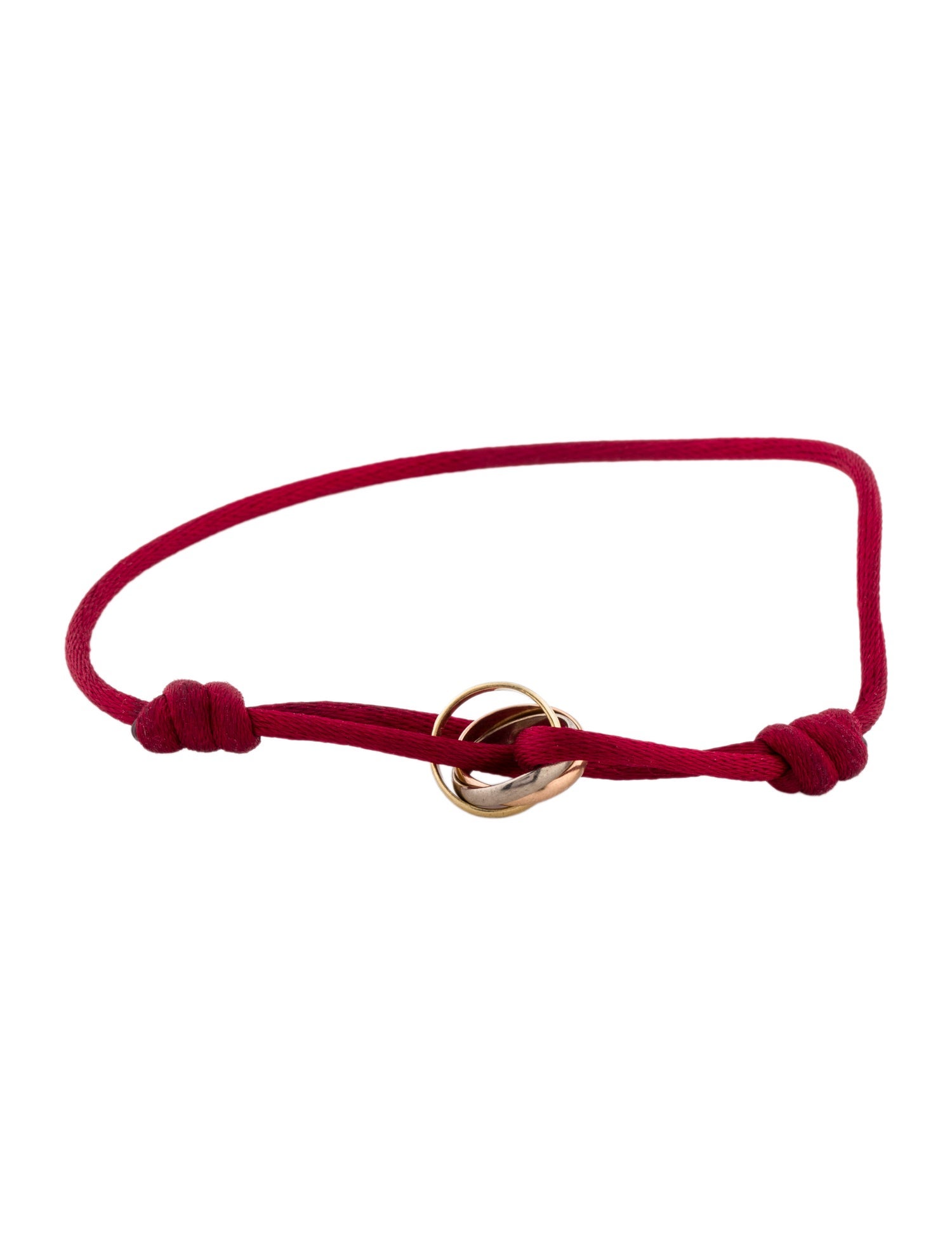 Cartier Trinity Bracelet, Cord - Red, 18K Yellow Gold Wrap, Bracelets - CRT130362 | The RealReal