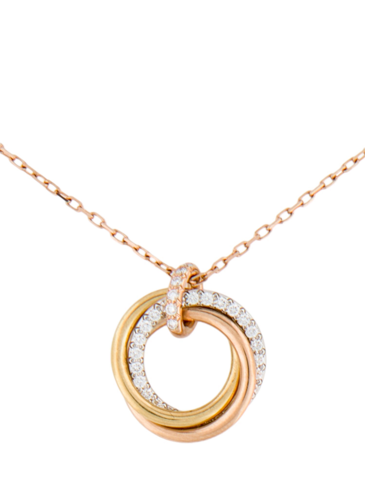 Cartier Half Paved Trinity Pendant, Small Model - 18K Yellow Gold Pendant Necklace, Necklaces ...