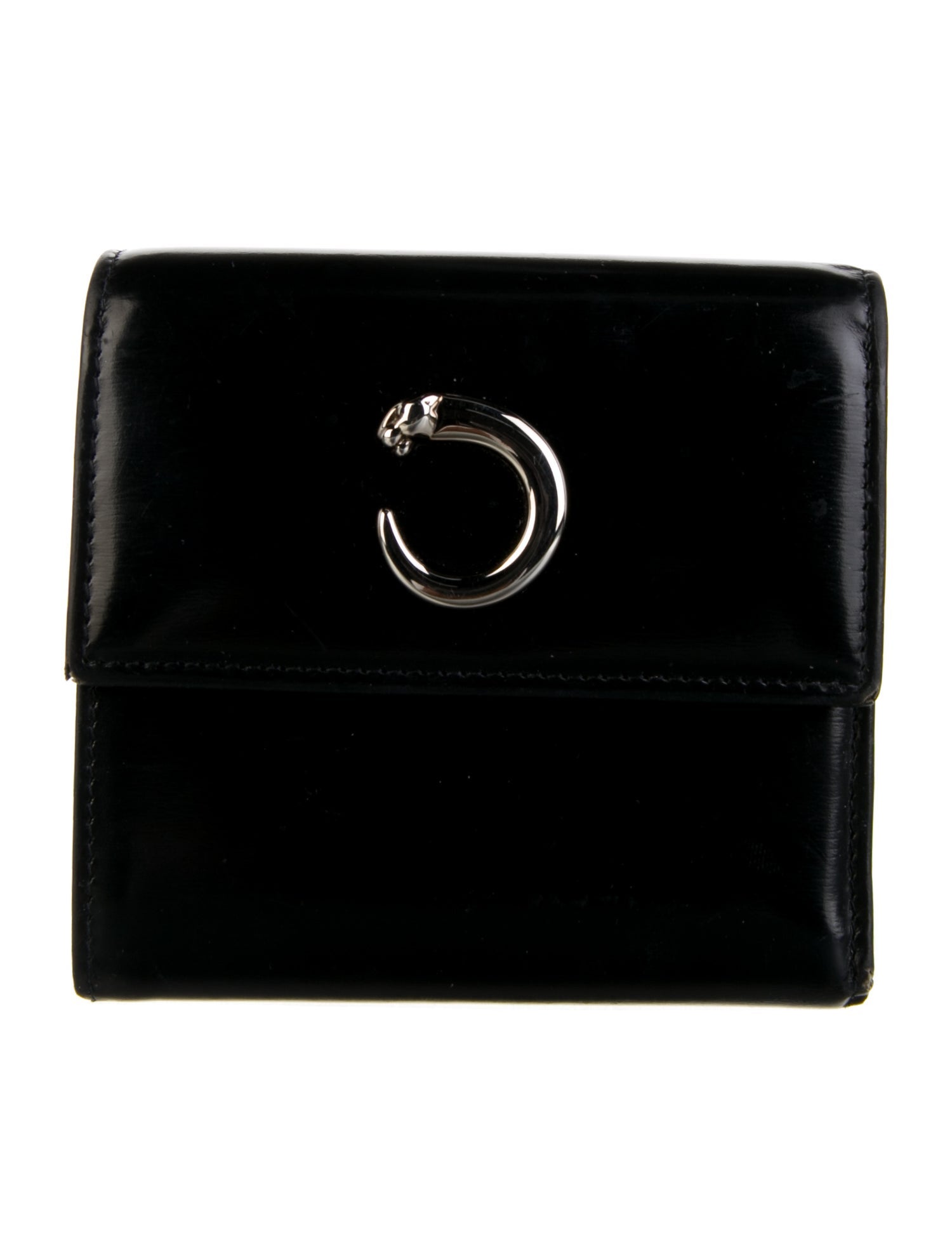 Saint Laurent Embossed Leather Animal Print Compact Wallet - Grey ...