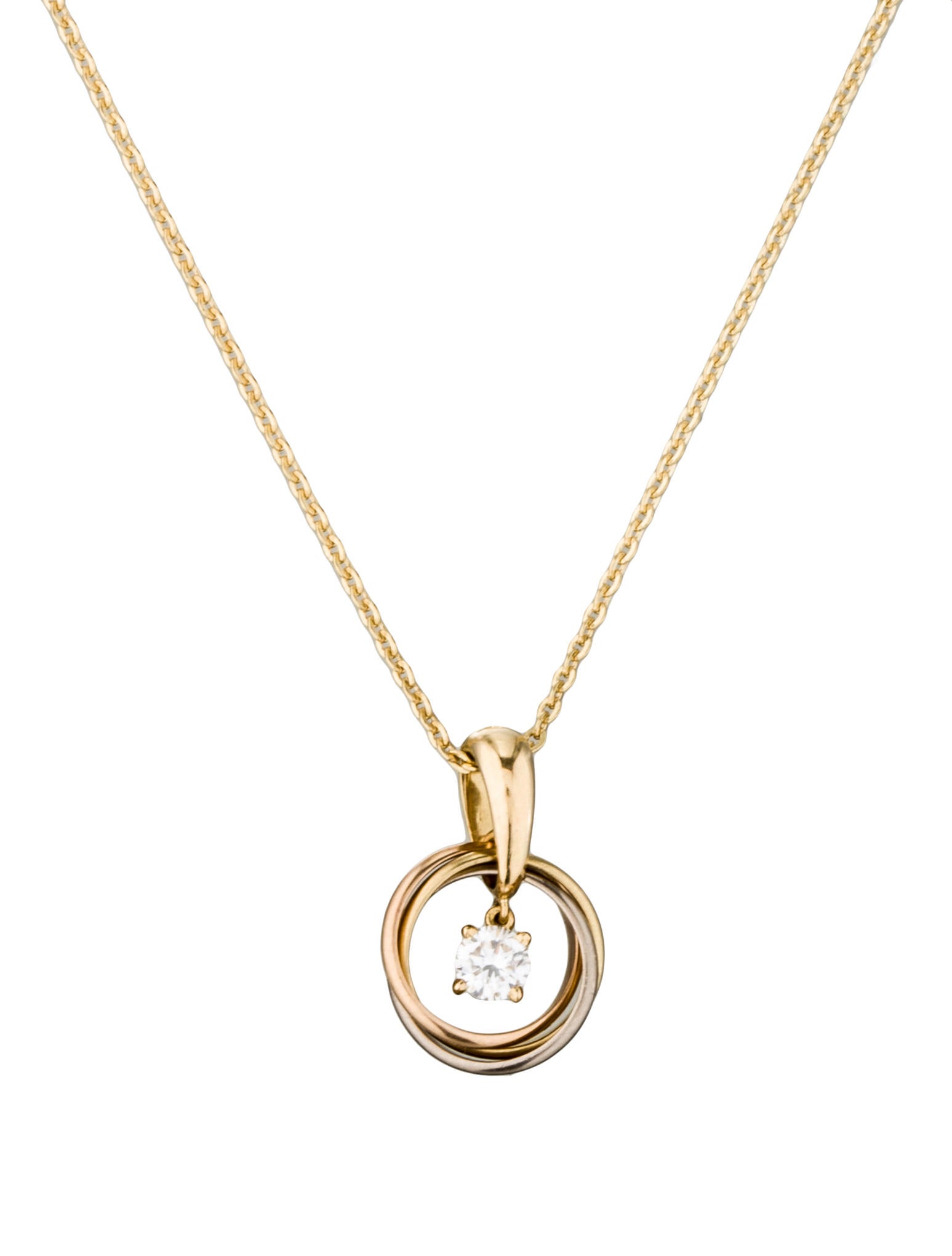 Cartier Trinity Diamond Pendant Necklace - Gold, 18K Yellow Gold Chain ...
