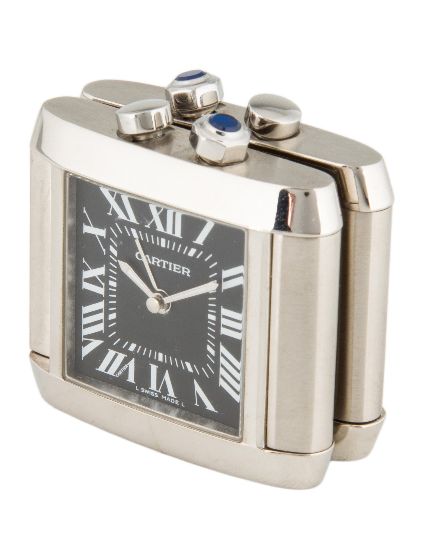 Cartier Tank Francaise 2945 Dual-Time Desk Clock - Black Decorative ...