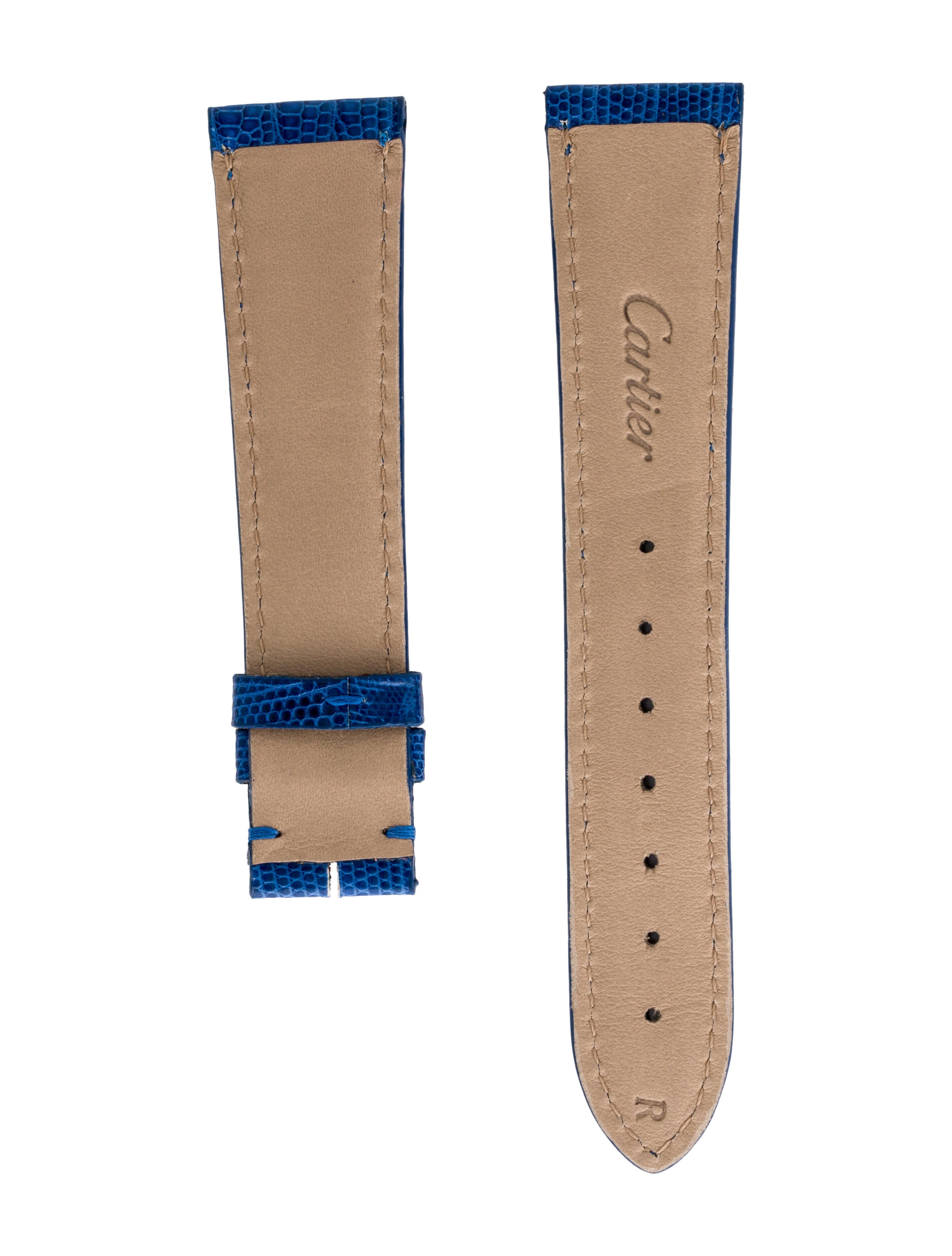 Cartier 19mm x 16mm Lizard Watch Strap - Blue - CRT84830 | The RealReal