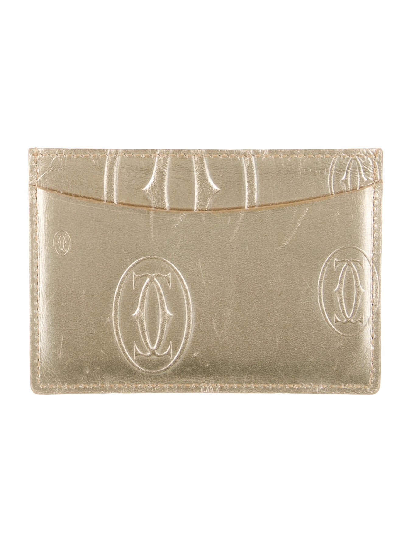 Cartier Leather Plaid Print Card Holder - Gold Wallets, Accessories ...