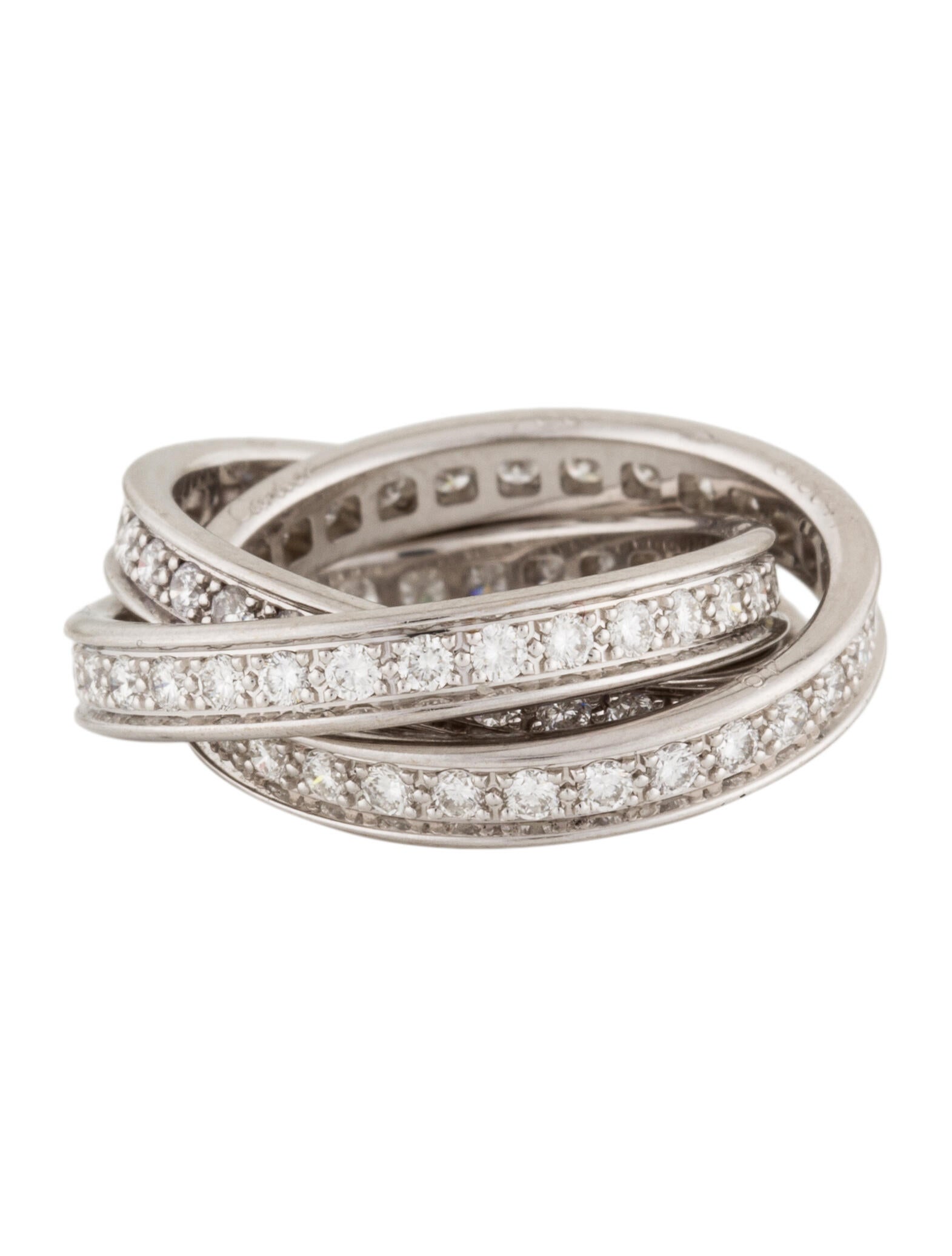 Cartier Diamond Trinity Ring - Rhodium-Plated 18K White Gold Rolling ...