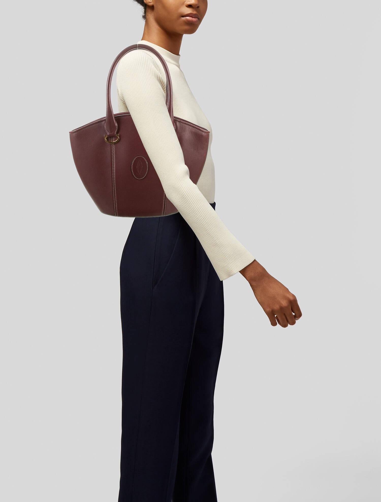 Cartier Leather Shoulder Bag - Burgundy Shoulder Bags, Handbags ...