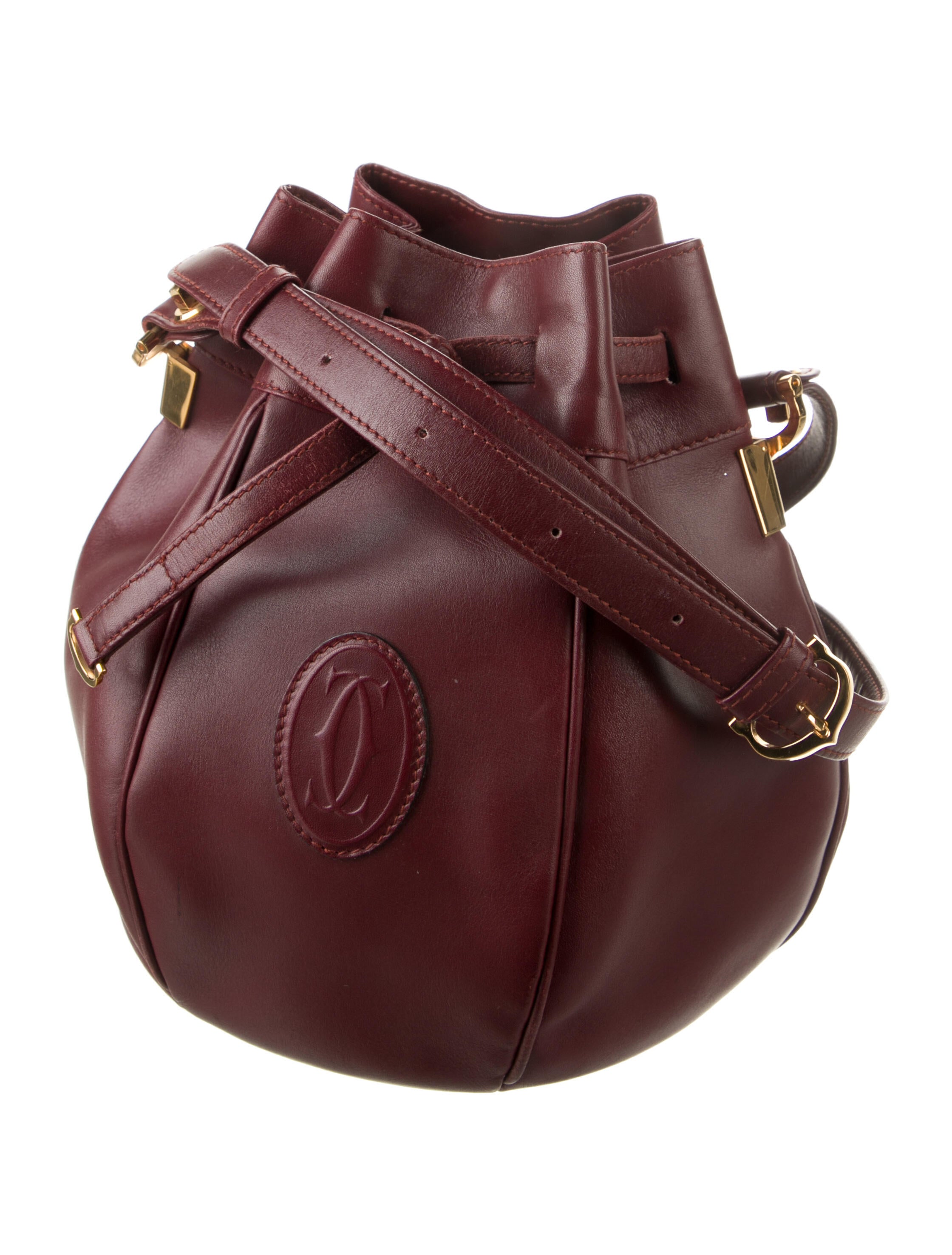 Cartier Leather Bucket Bag - Burgundy Bucket Bags, Handbags - CRT88971 ...