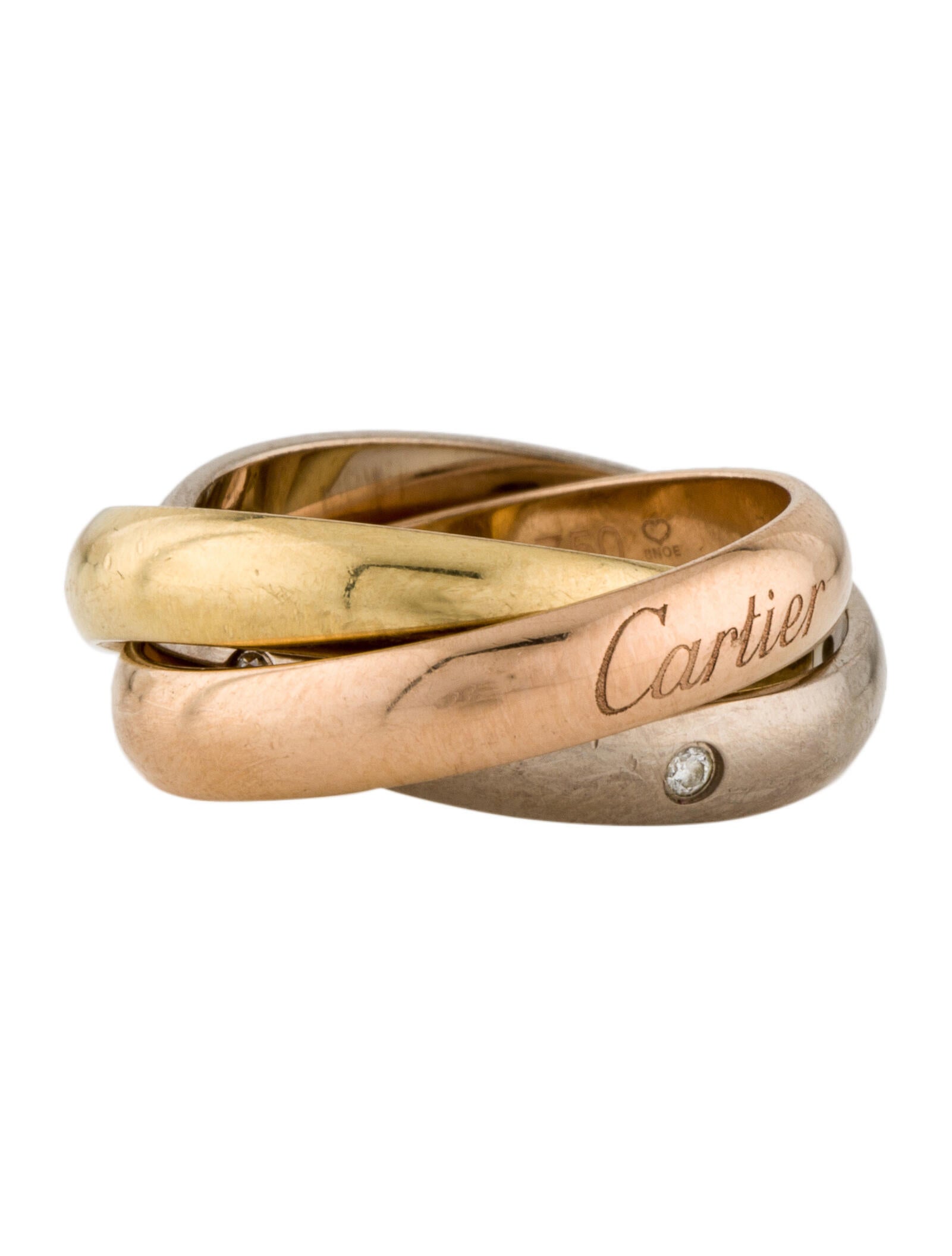 Cartier Diamond Trinity Ring - 18K Yellow Gold Rolling Ring, Rings ...
