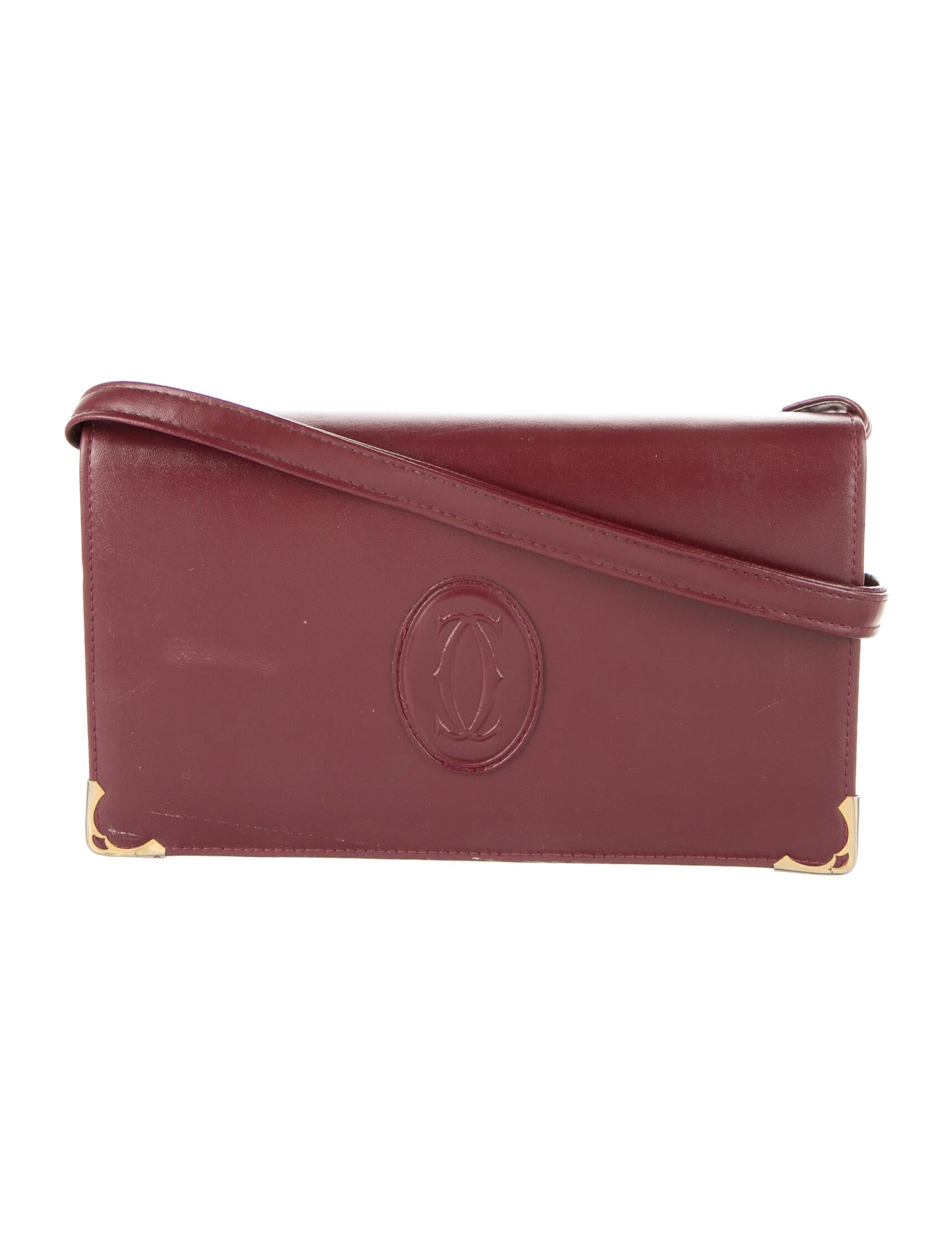 Cartier Vintage Suede Must de Cartier Flap Bag - Burgundy Shoulder Bags ...