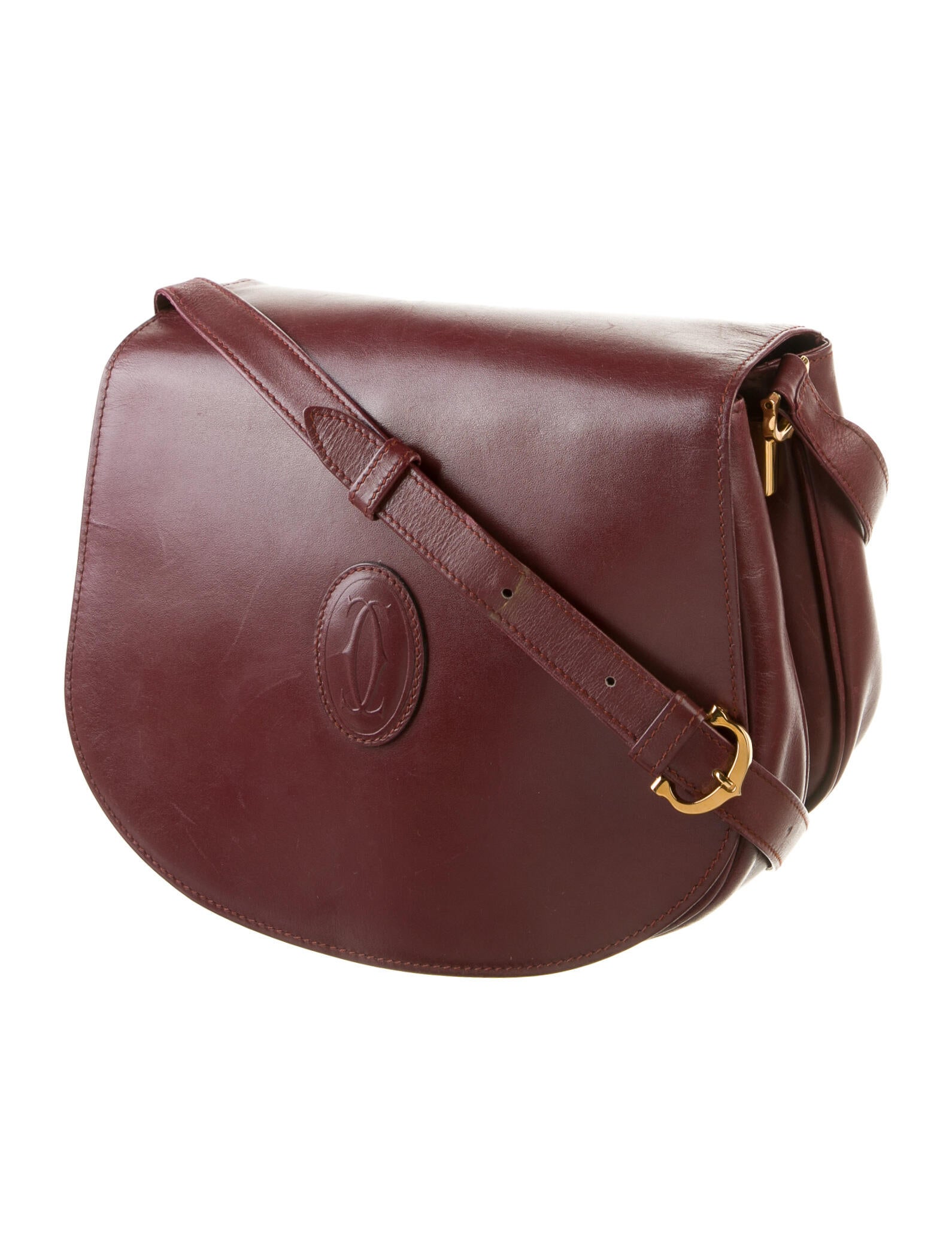 Cartier Leather Crossbody Bag - Burgundy Crossbody Bags, Handbags ...