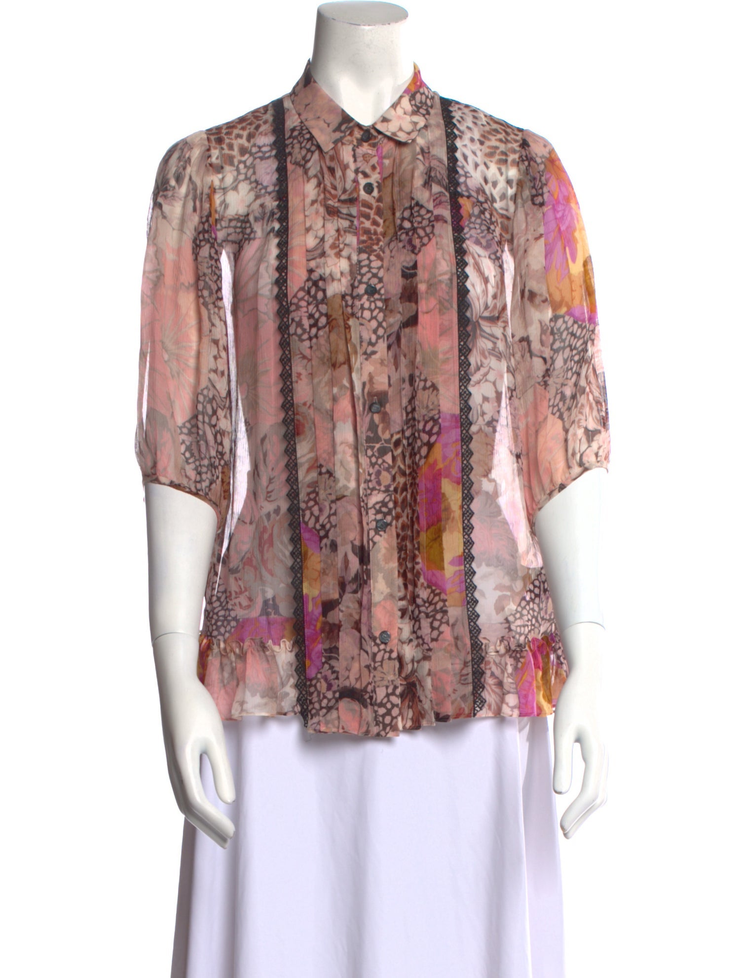 Coach x Kaffe Silk Printed Button-Up Top - Pink Tops, Clothing ...