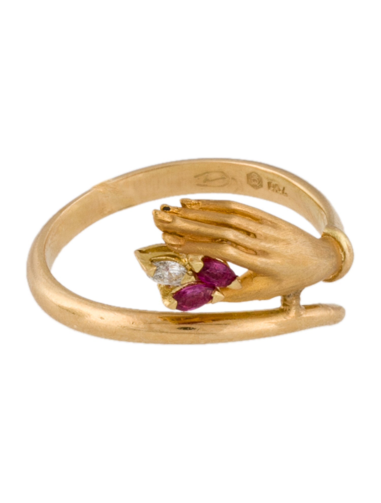 Carrera y Carrera 18K Diamond & Ruby Hand Ring - 18K Yellow Gold Band ...