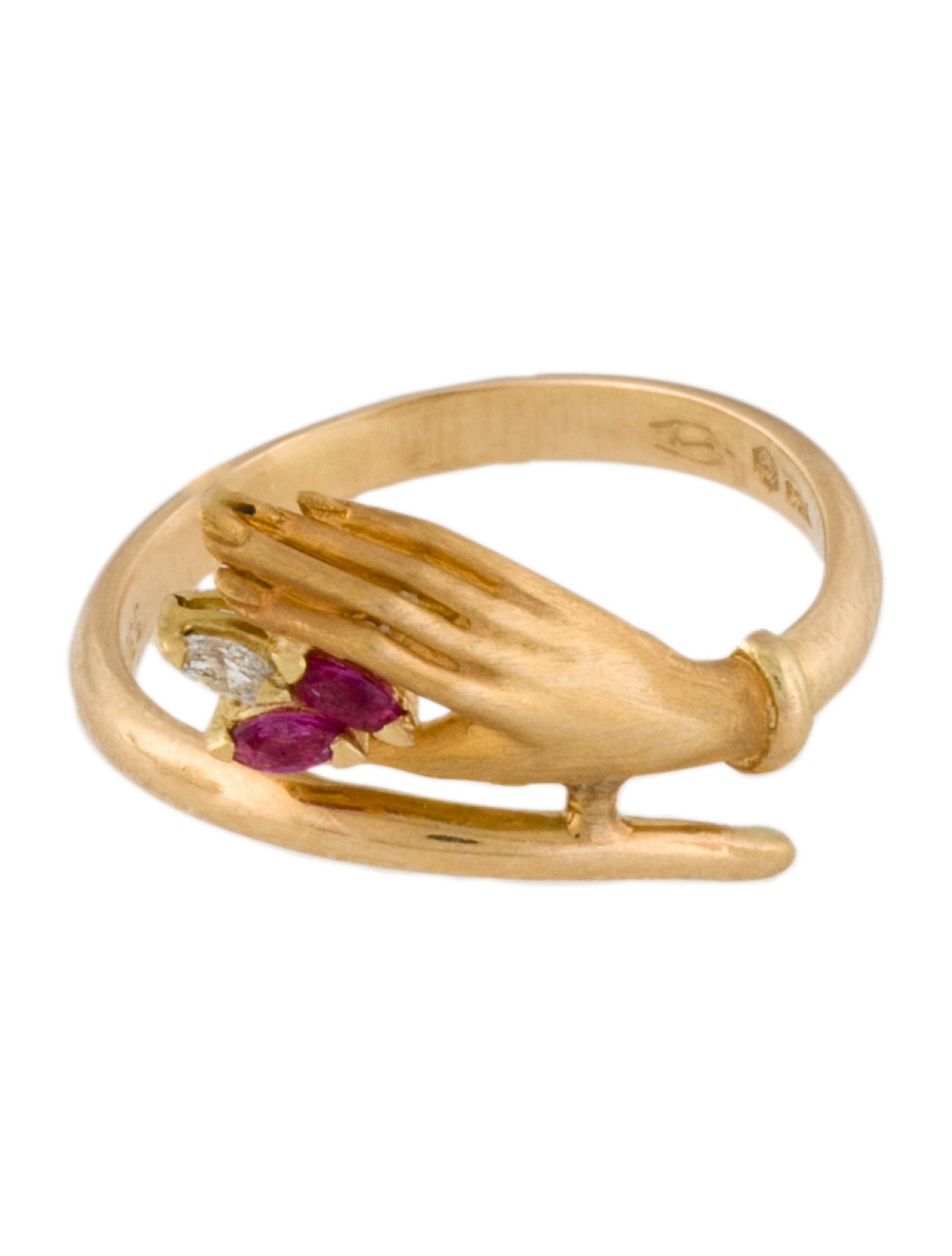 Carrera y Carrera 18K Diamond & Ruby Hand Ring - 18K Yellow Gold Band ...