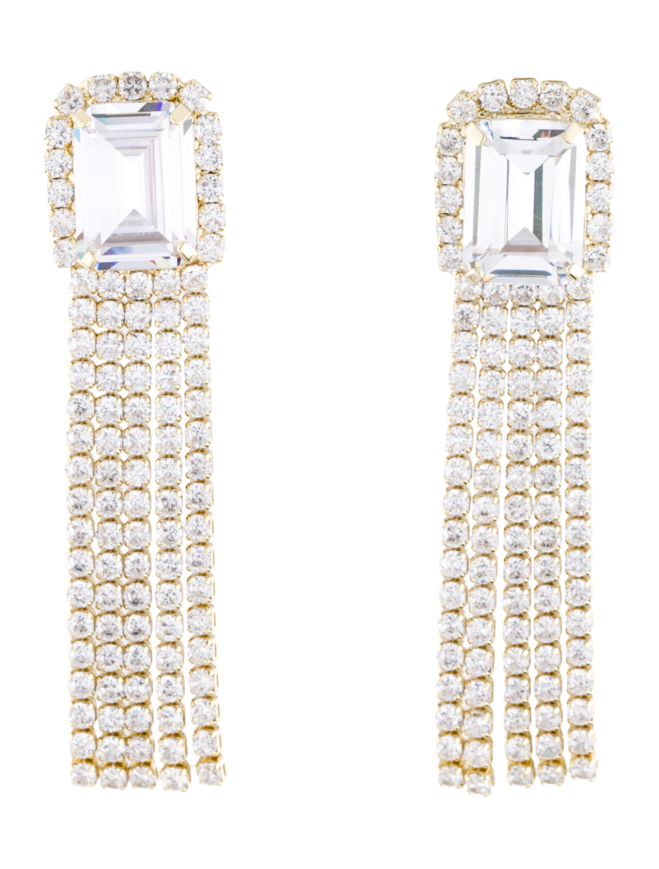 CZ by Kenneth Jay Lane Cubic Zirconia Tassel Drop Earrings - Clear ...