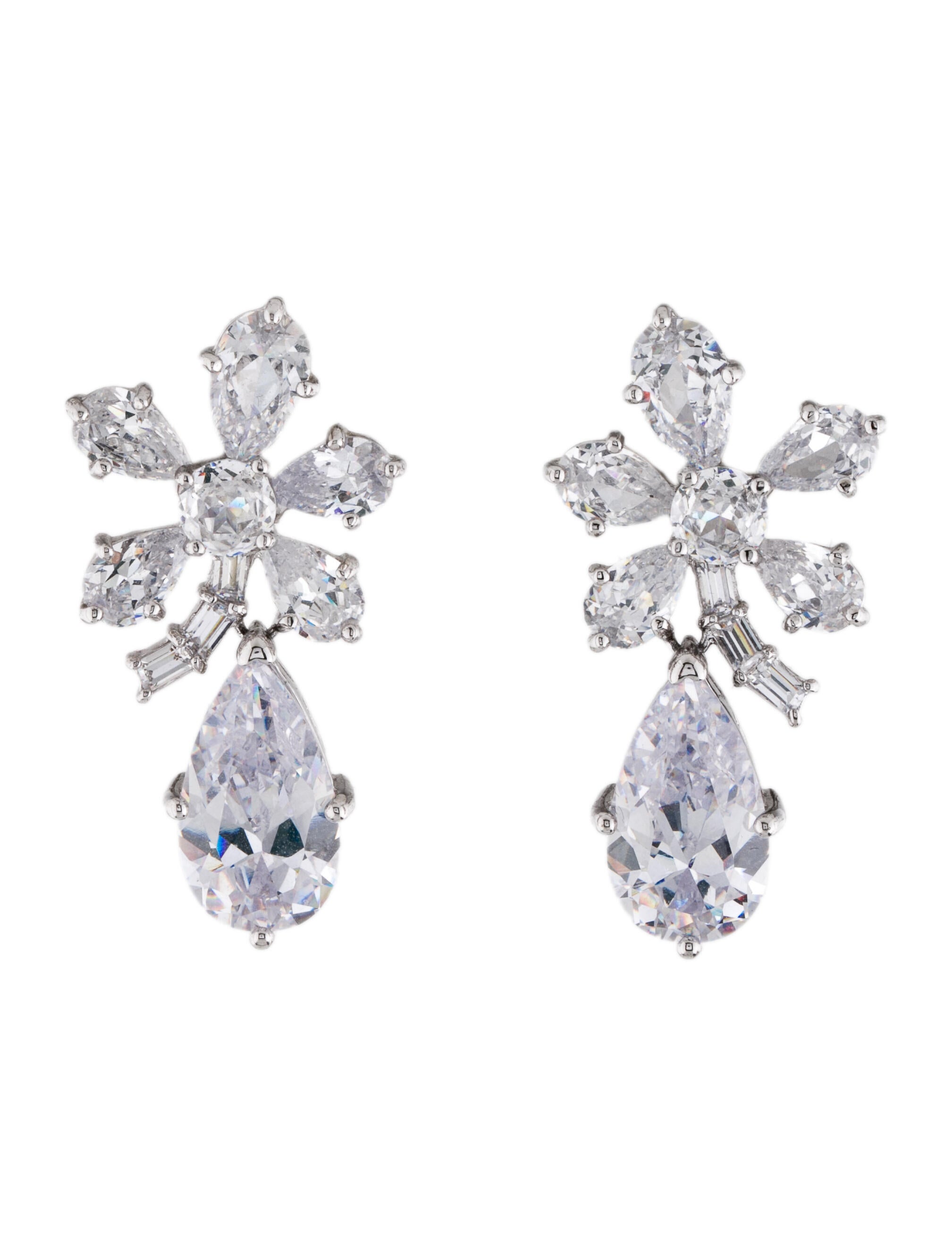 CZ by Kenneth Jay Lane Cubic Zirconia Drop Earrings - Yellow, Silver ...