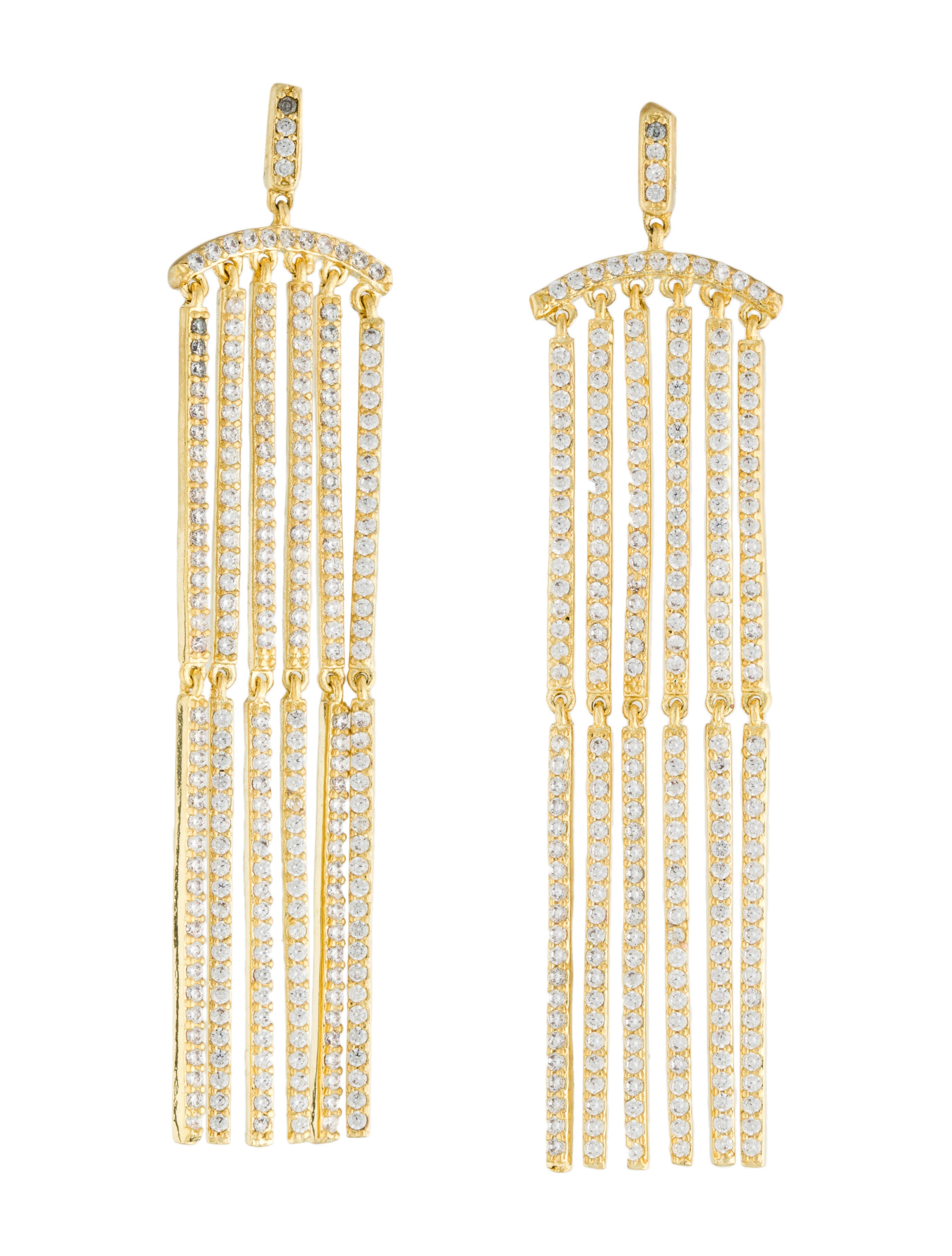 CZ by Kenneth Jay Lane Cubic Zirconia Dangle Chandelier Earrings - 18K ...