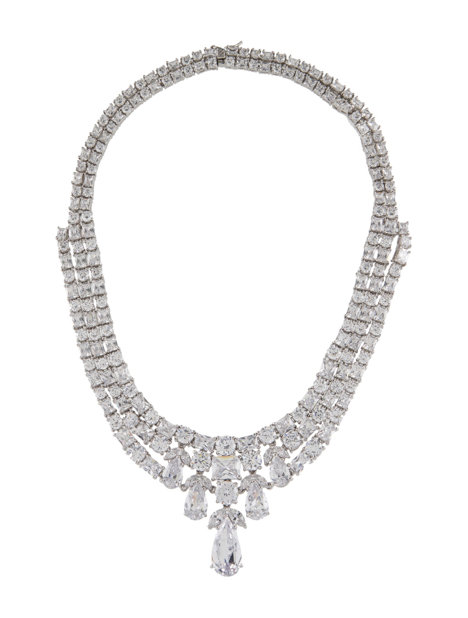 CZ by Kenneth Jay Lane Cubic Zirconia Collar Necklace - Clear, Silver ...