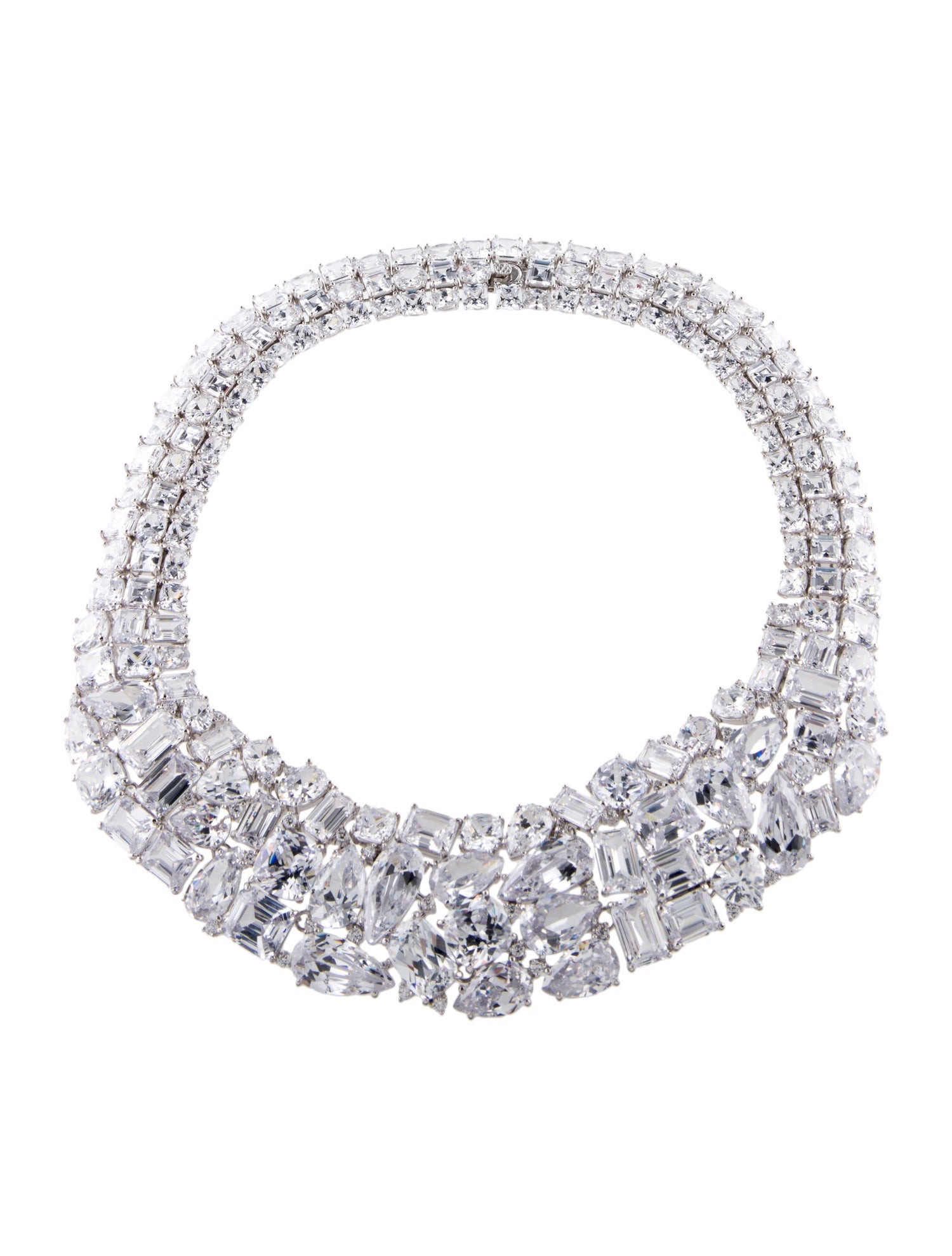 CZ by Kenneth Jay Lane Cubic Zirconia Collar Necklace - Silver-Tone ...