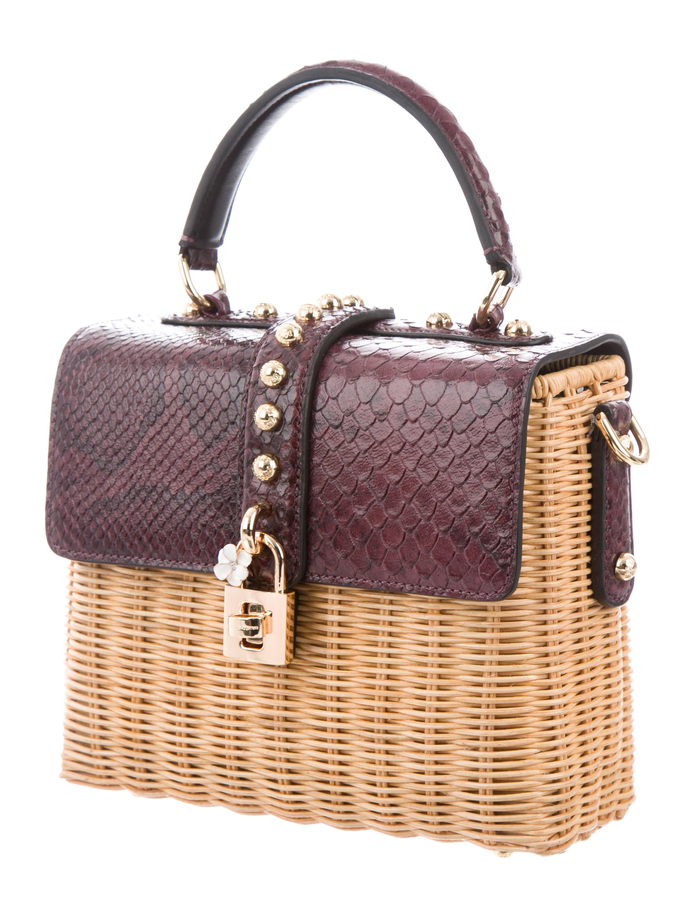 Dolce & Gabbana Straw & Python Shoulder Bag - Brown Crossbody Bags ...