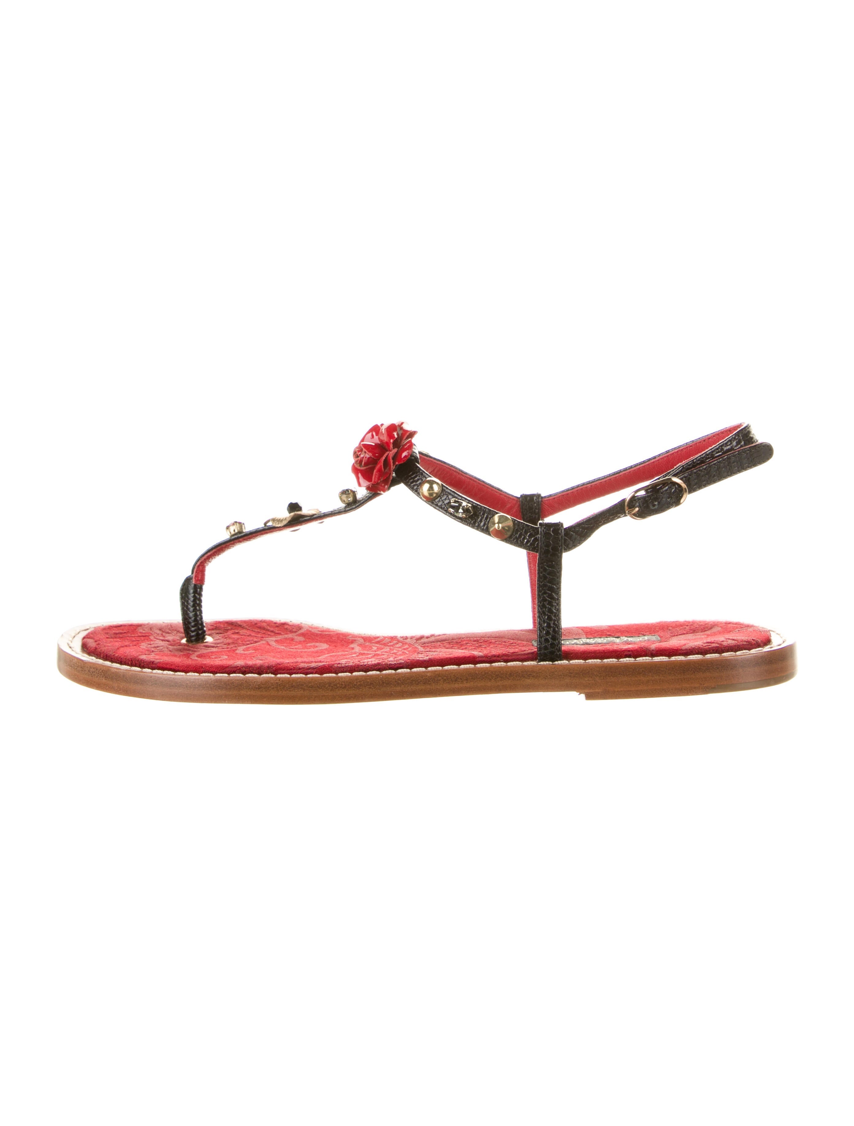 Dolce & Gabbana Jewel-Embellished Sandals w/ Tags - Black Sandals ...