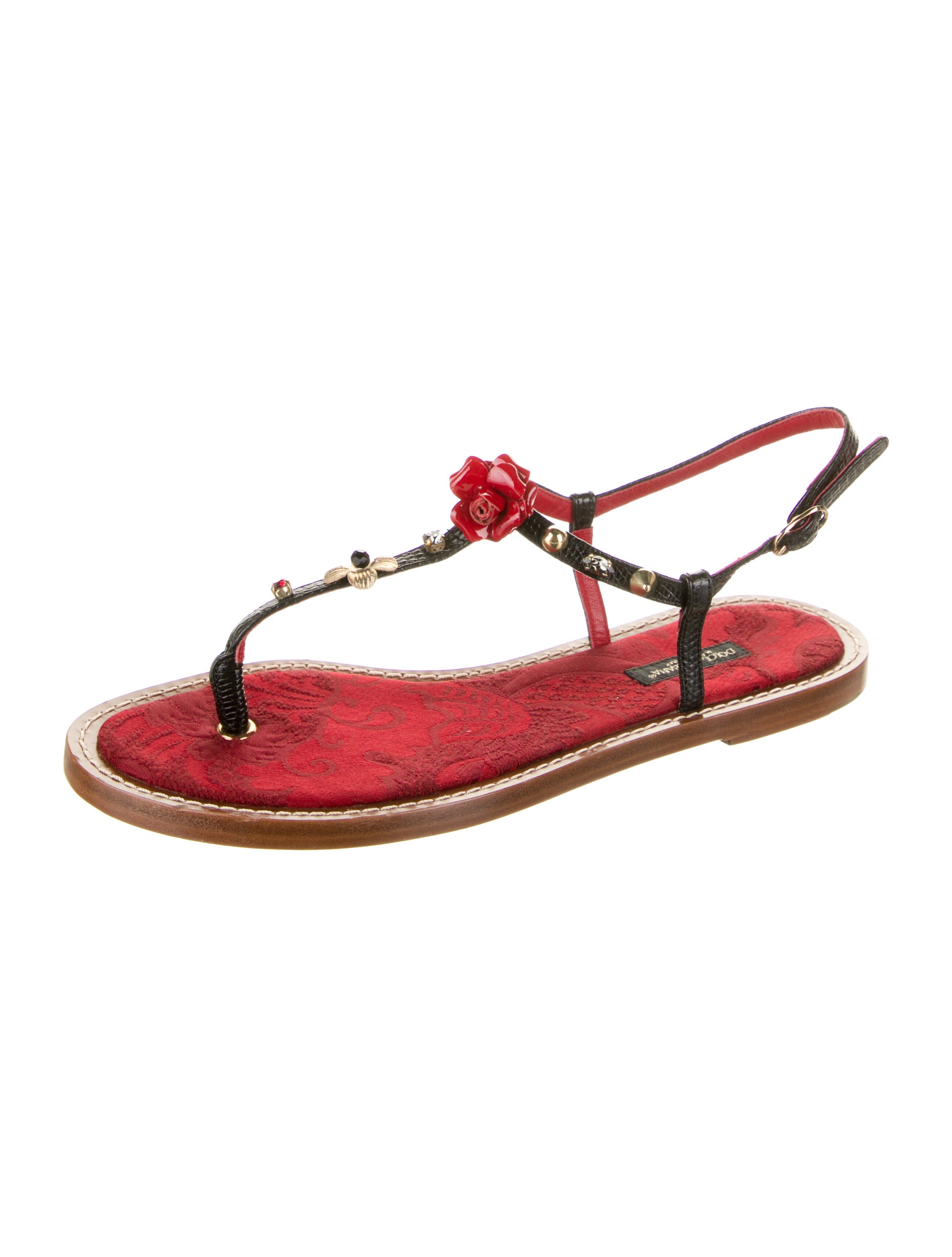 Dolce & Gabbana Jewel-Embellished Sandals w/ Tags - Black Sandals ...