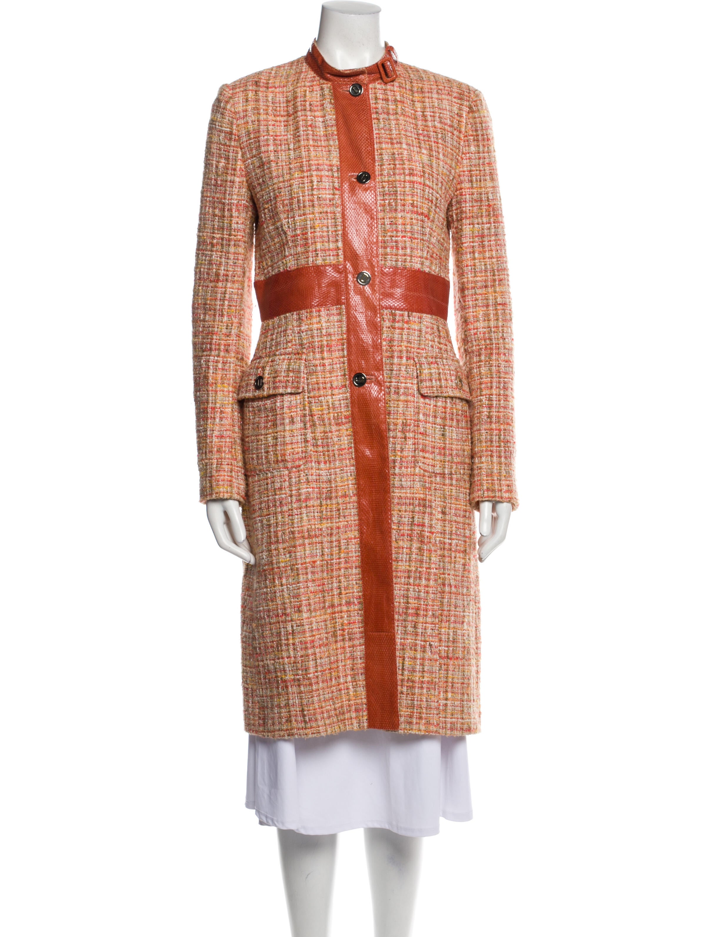 Dolce & Gabbana Tweed Pattern Trench Coat - Orange Coats, Clothing ...