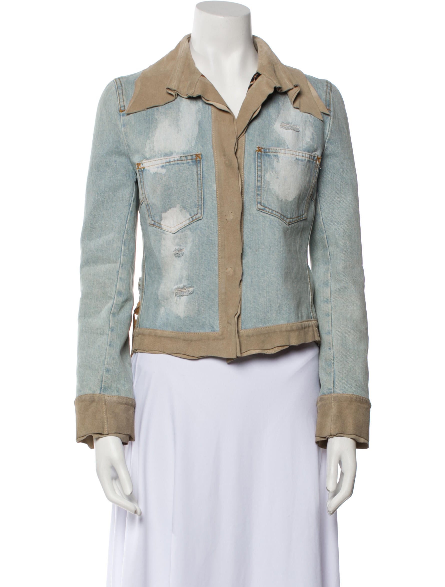 Dolce & Gabbana 2010's Colorblock Pattern Denim Jacket - Blue Jackets ...