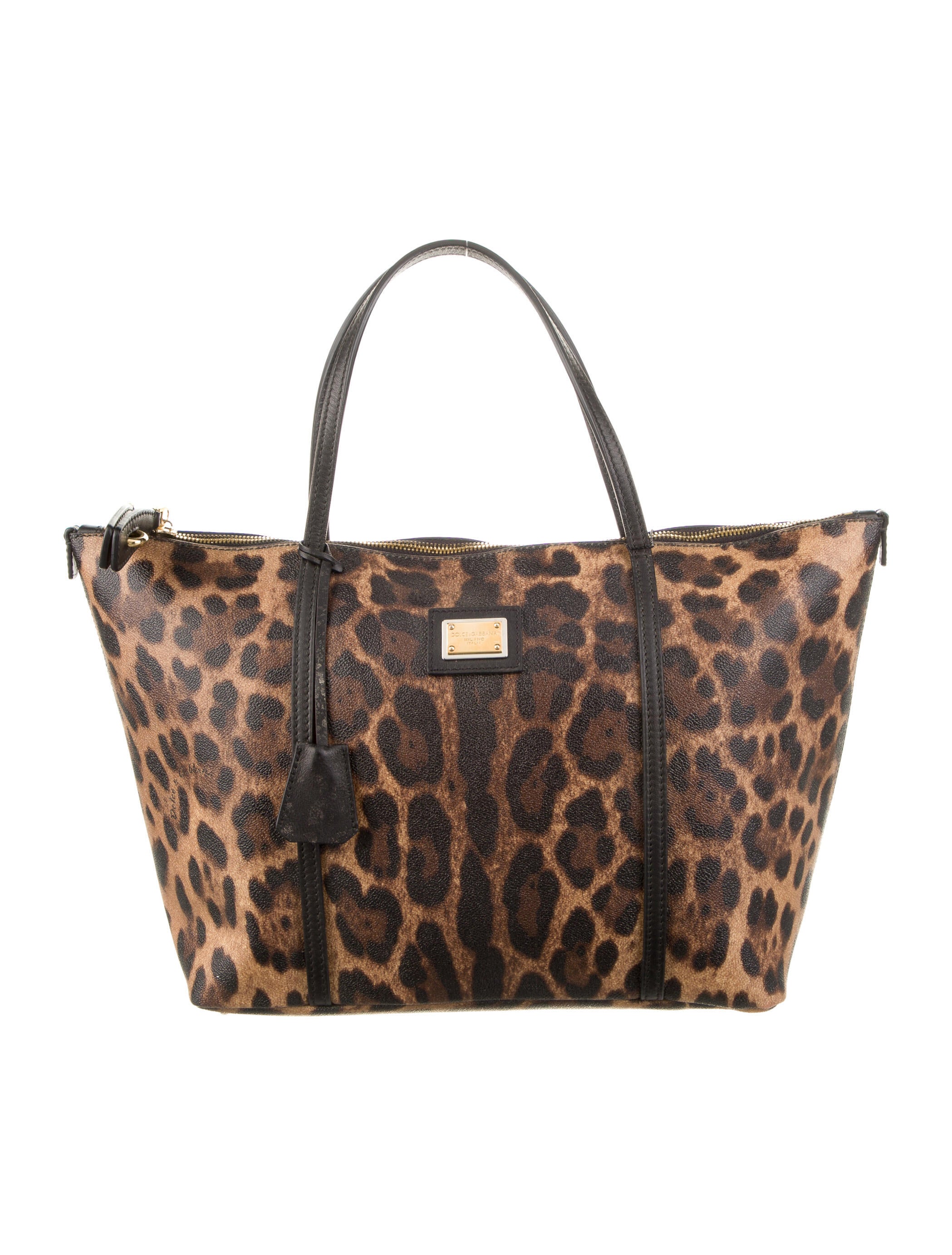 Dolce & Gabbana Leather Cheetah Tote Bag - Brown Totes, Handbags ...