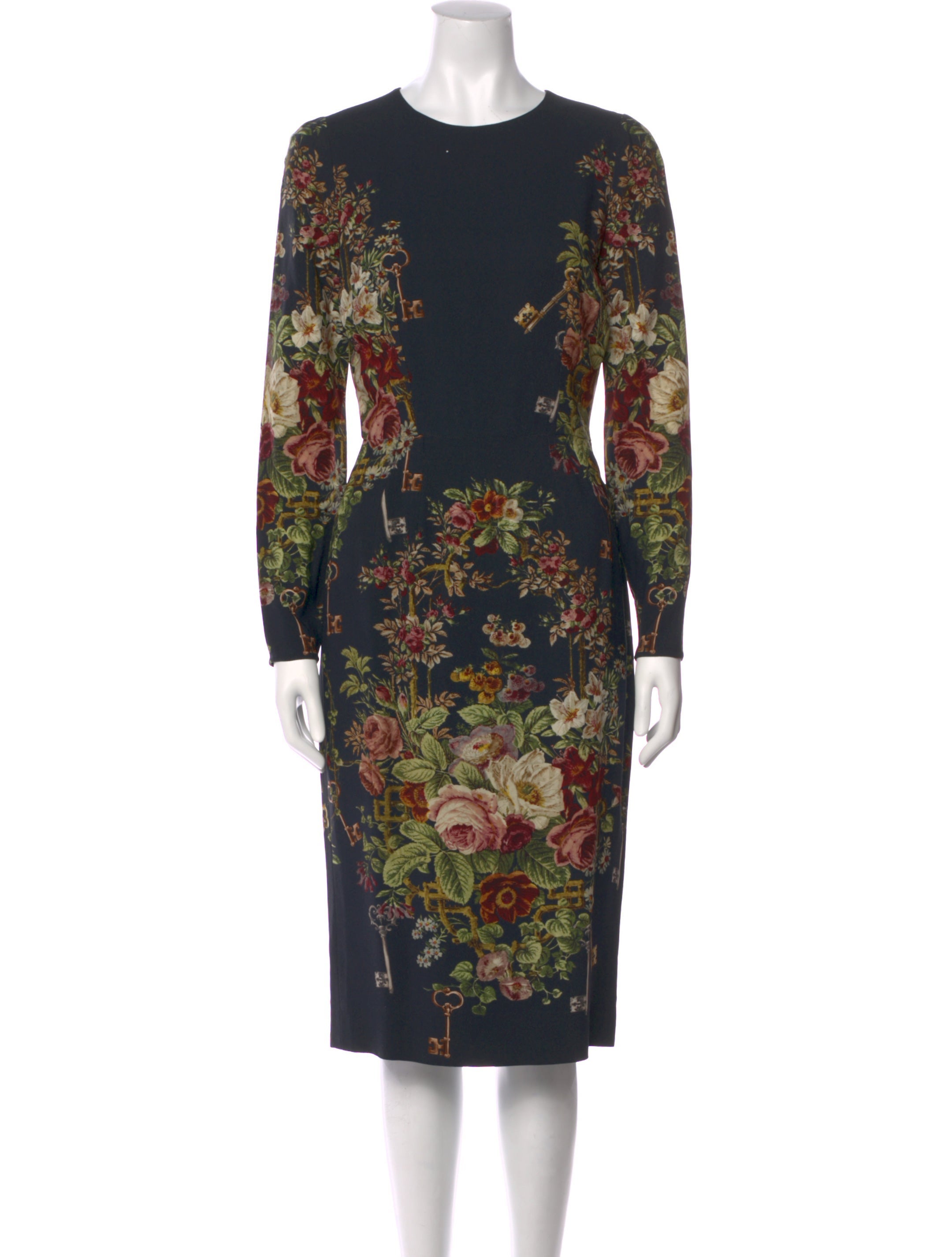 Dolce & Gabbana Floral Print Midi Length Dress - Black Dresses ...