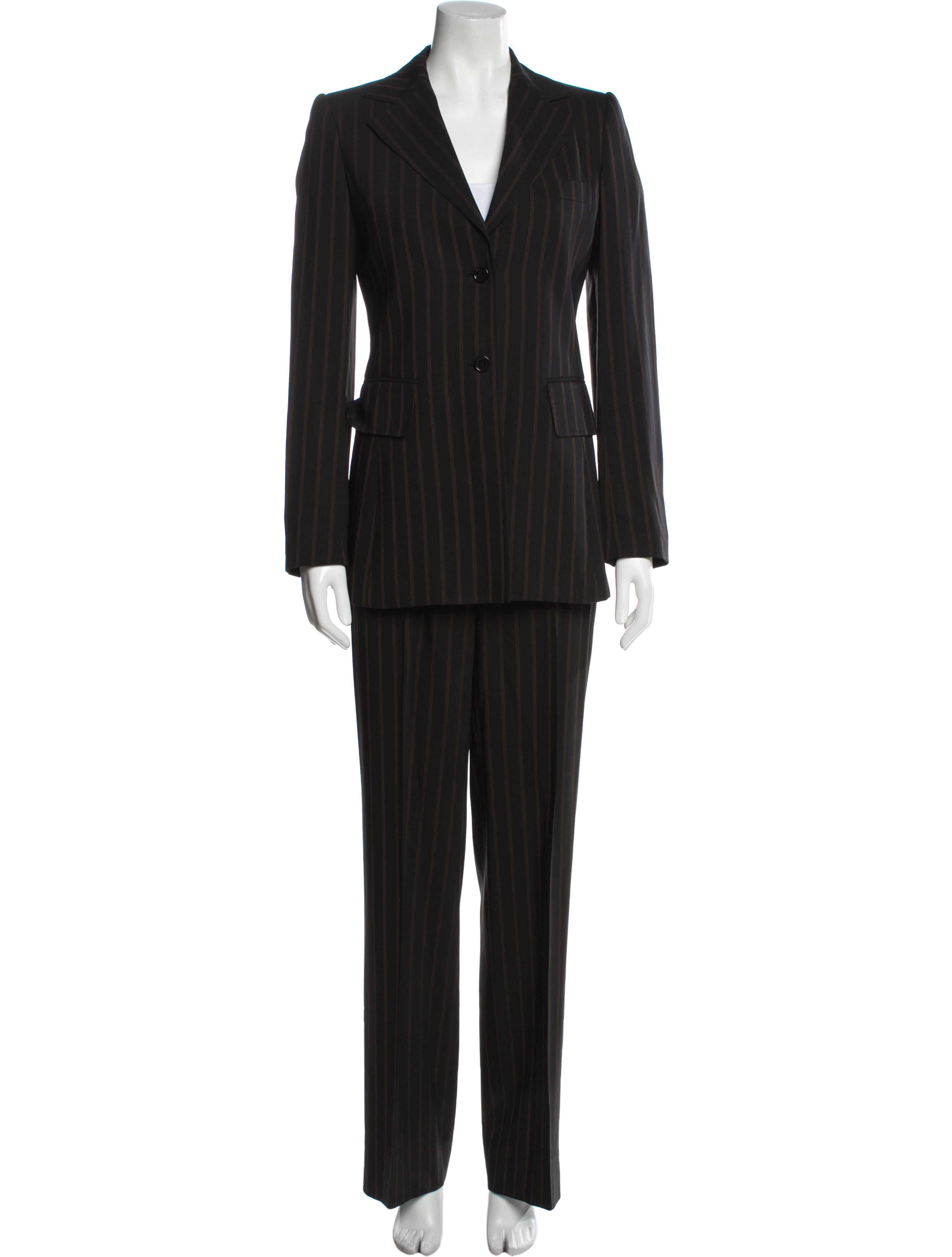 Dolce & Gabbana Three-Piece Wool Pant Suit - Green, 10.5" Rise Suits ...