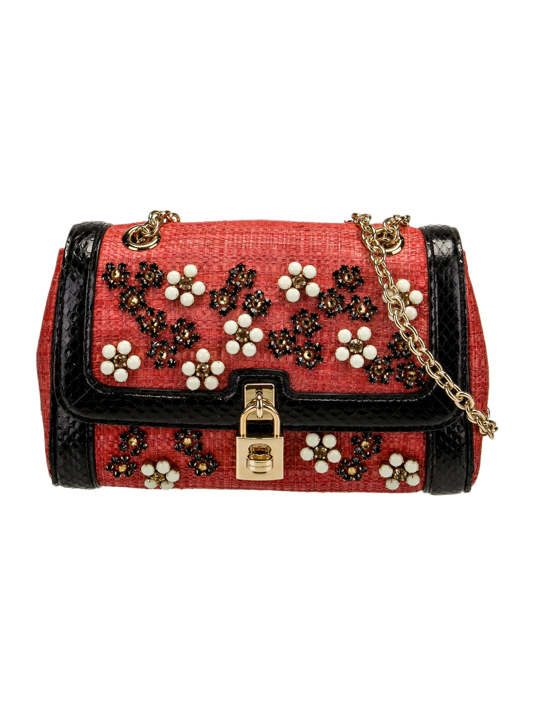 Dolce & Gabbana Miss Bonita Python-Trimmed Shoulder Bag - Red Shoulder ...