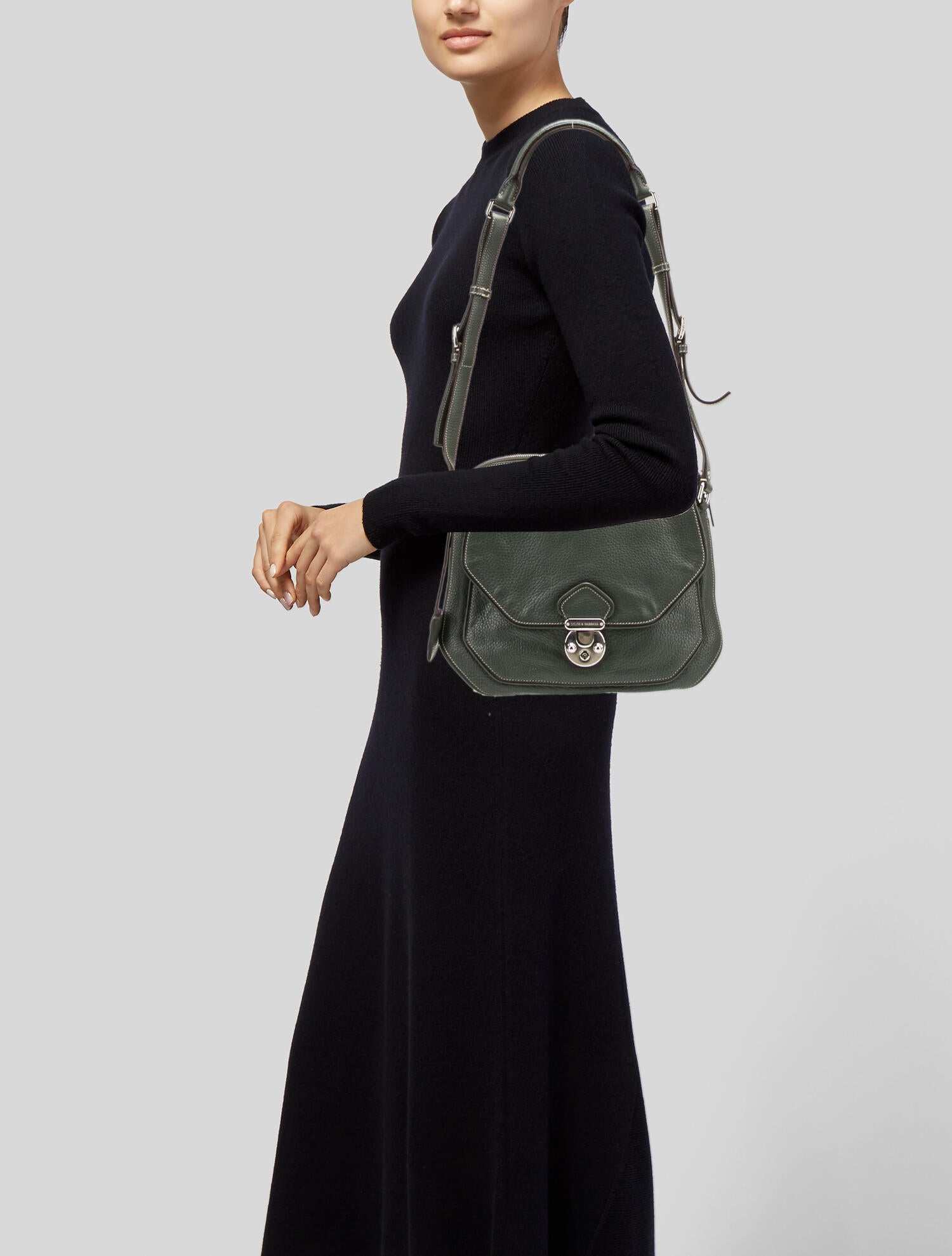 Dolce & Gabbana Miss Catch Leather Shoulder Bag - Green Shoulder Bags ...