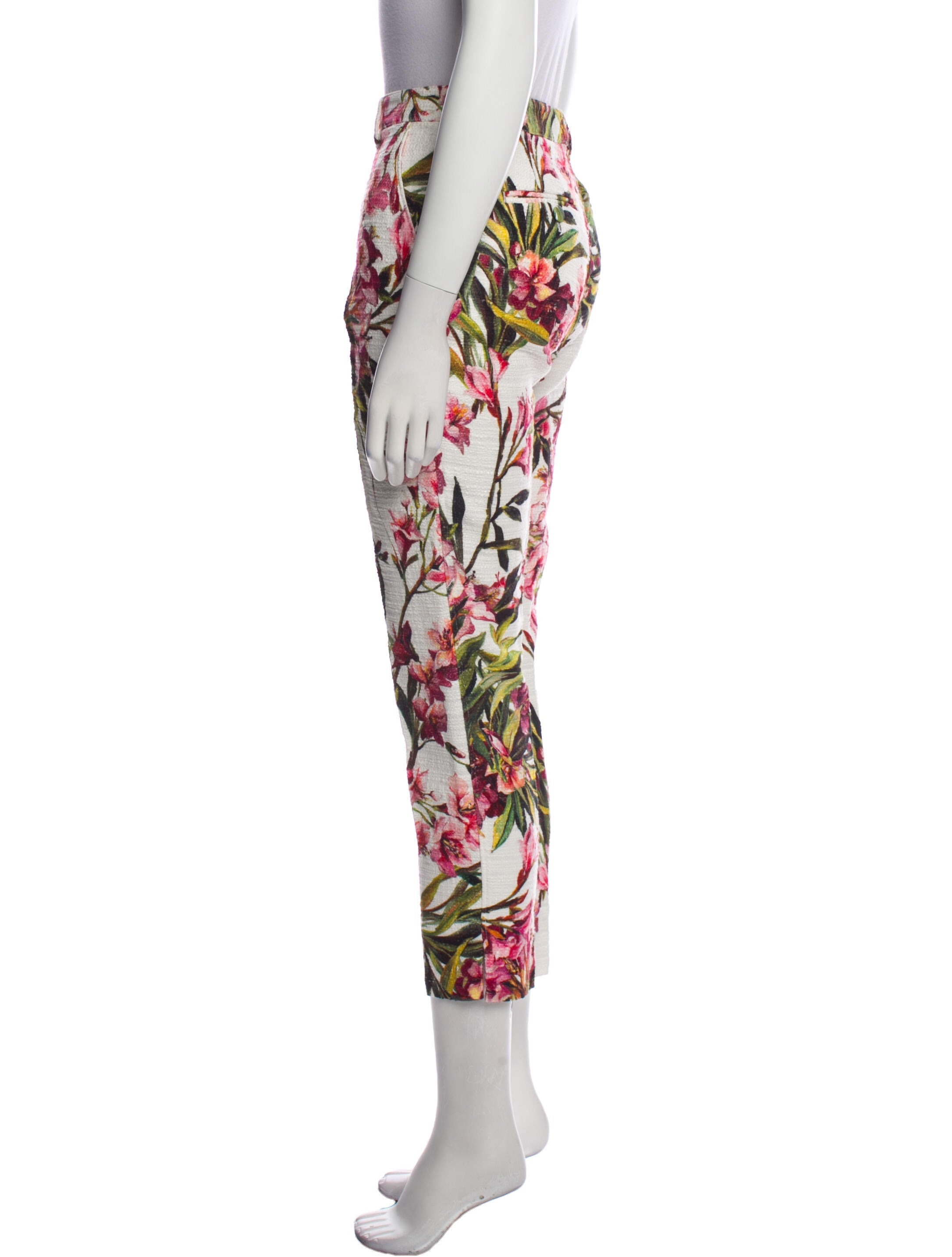 Dolce & Gabbana Floral Print Straight Leg Pants - Neutrals, 8" Rise ...