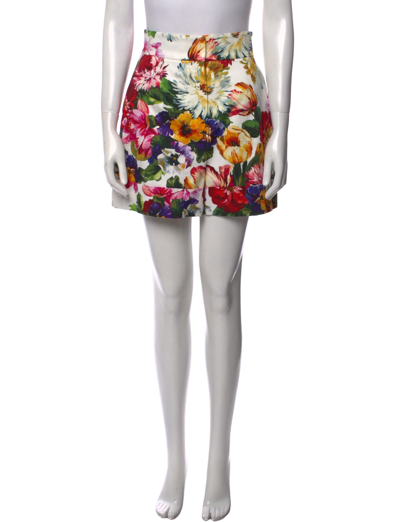 Dolce & Gabbana Floral Print Mini Shorts - White, 6" Rise Shorts ...