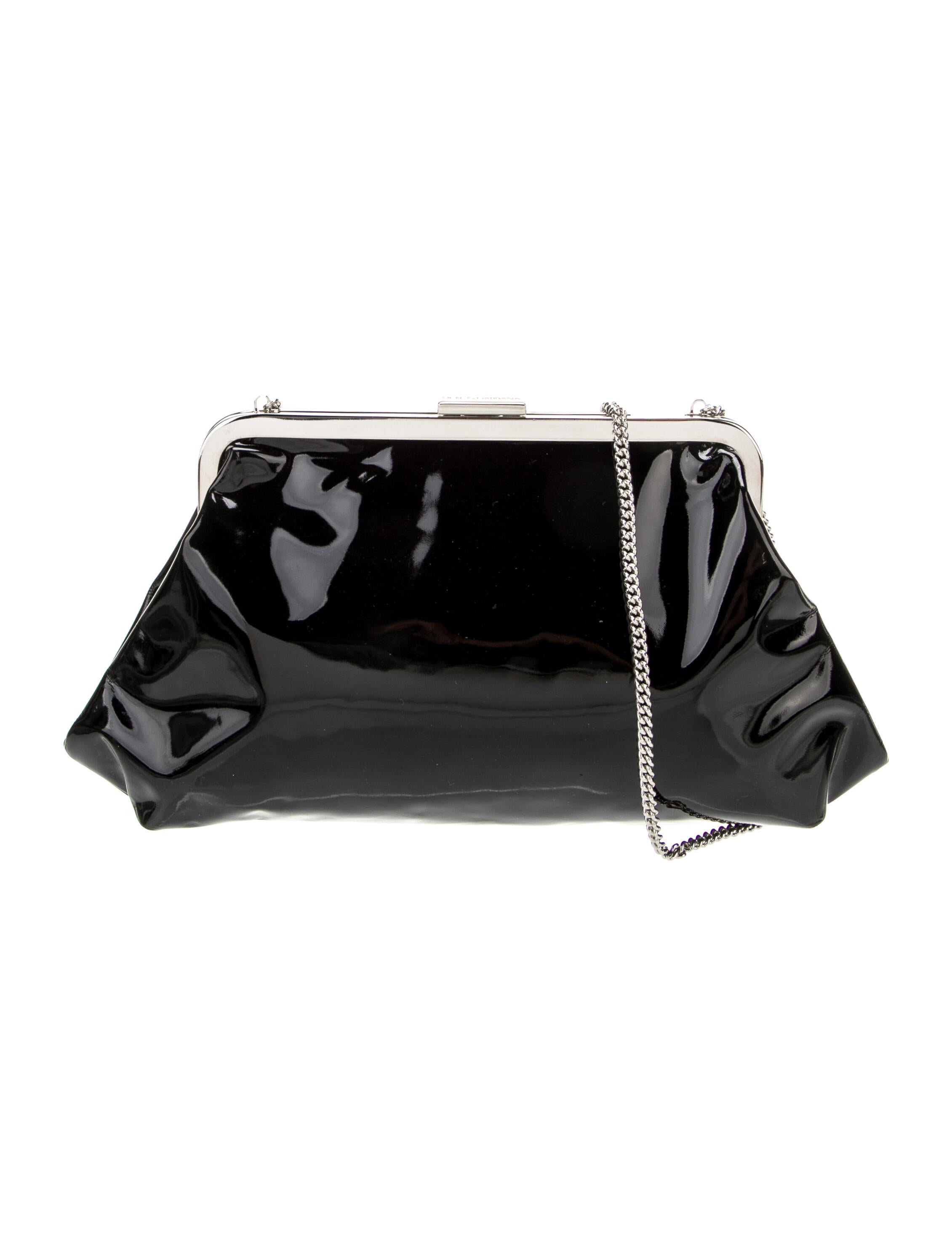 Dolce & Gabbana Patent Leather Frame Clutch - Black Clutches, Handbags ...