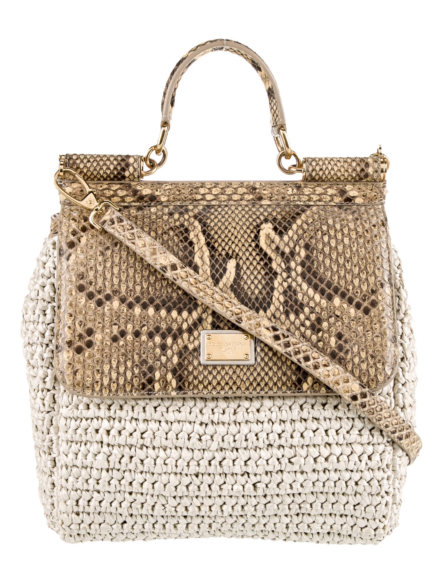 Dolce & Gabbana Python Miss Sicily Handle Bag - Neutrals Handle Bags ...