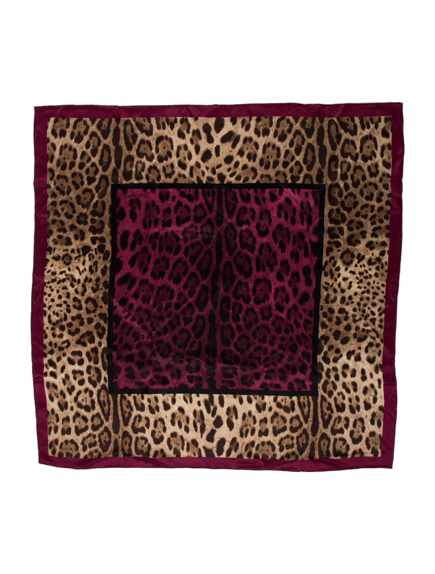 Dolce & Gabbana Silk Animal Print Scarf - Burgundy Scarves and Shawls ...