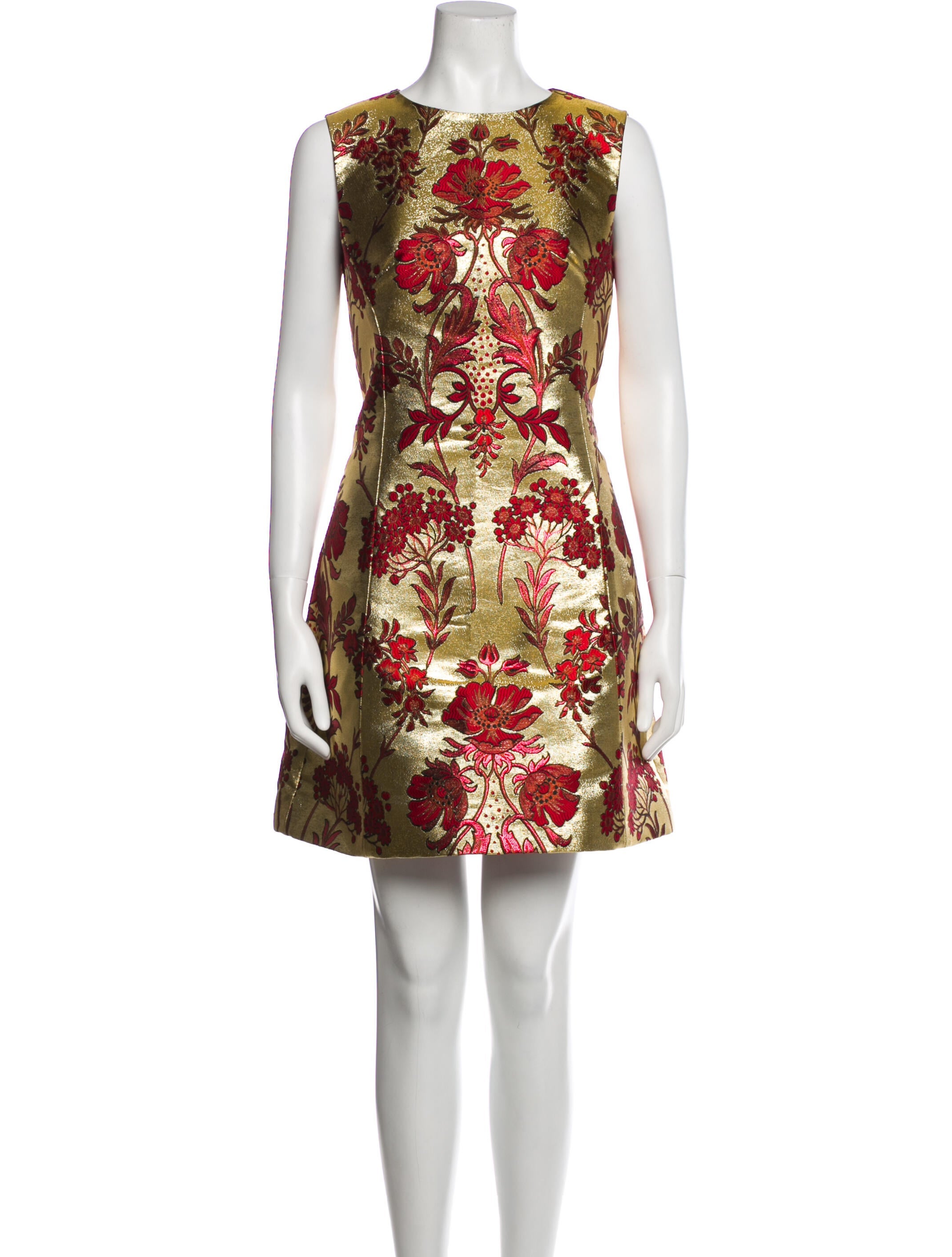 Dolce & Gabbana Printed Mini Dress w/ Tags - Gold Dresses, Clothing ...